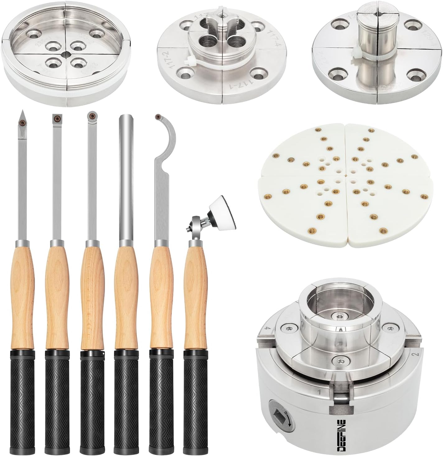 wood lathe chuck set + wood turning tools with bowl sander - Amazon.com