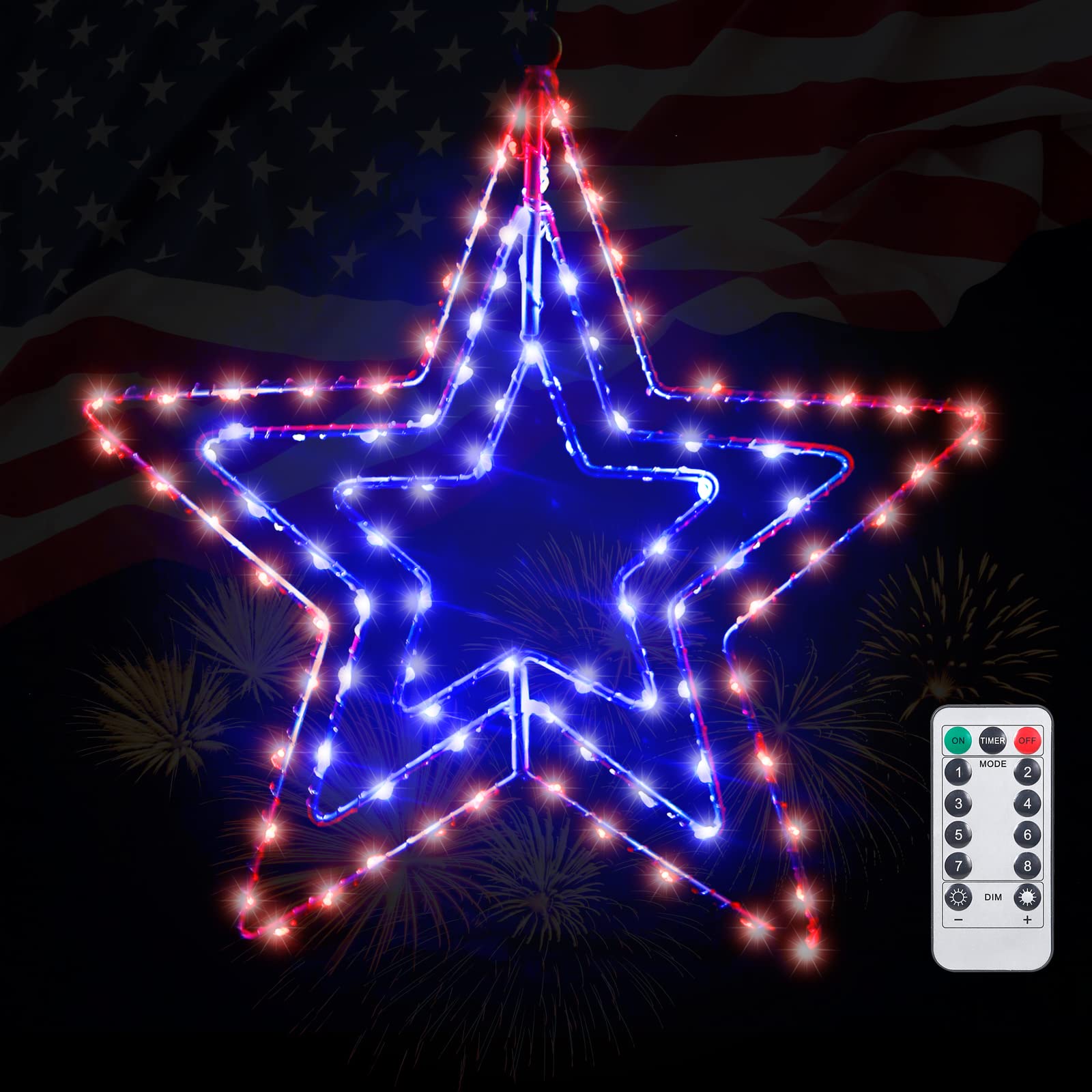 4th of July Decorations Patriotic Lights, 9.8ft/3M 90 LED White and ...