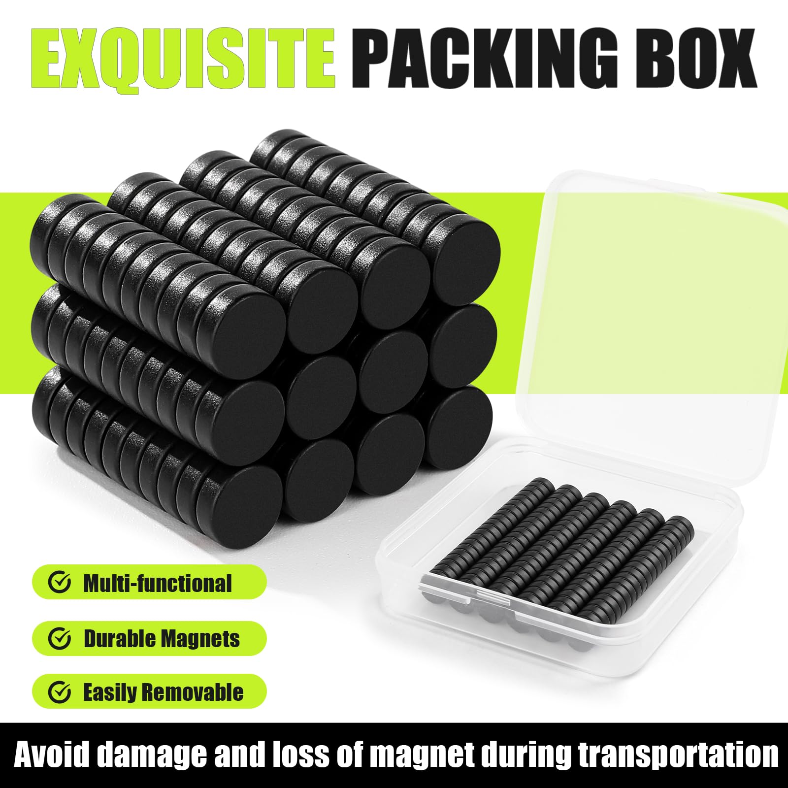 Snapklik.com : Small Magnets, 120Pack Black Refrigerator Magnet 8x3mm ...