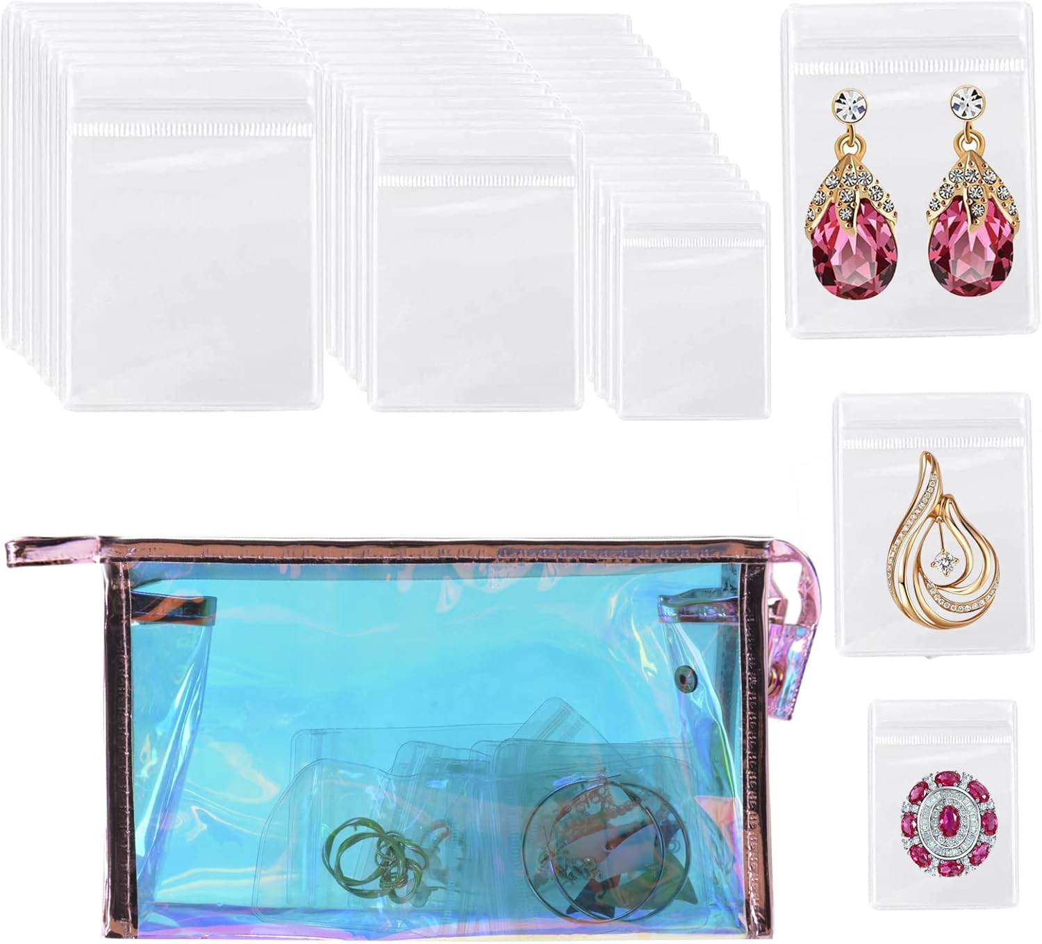 Amazon.com: Jewelry Storage Bag, 100 Pcs Clear Small PVC Zipper Bags ...