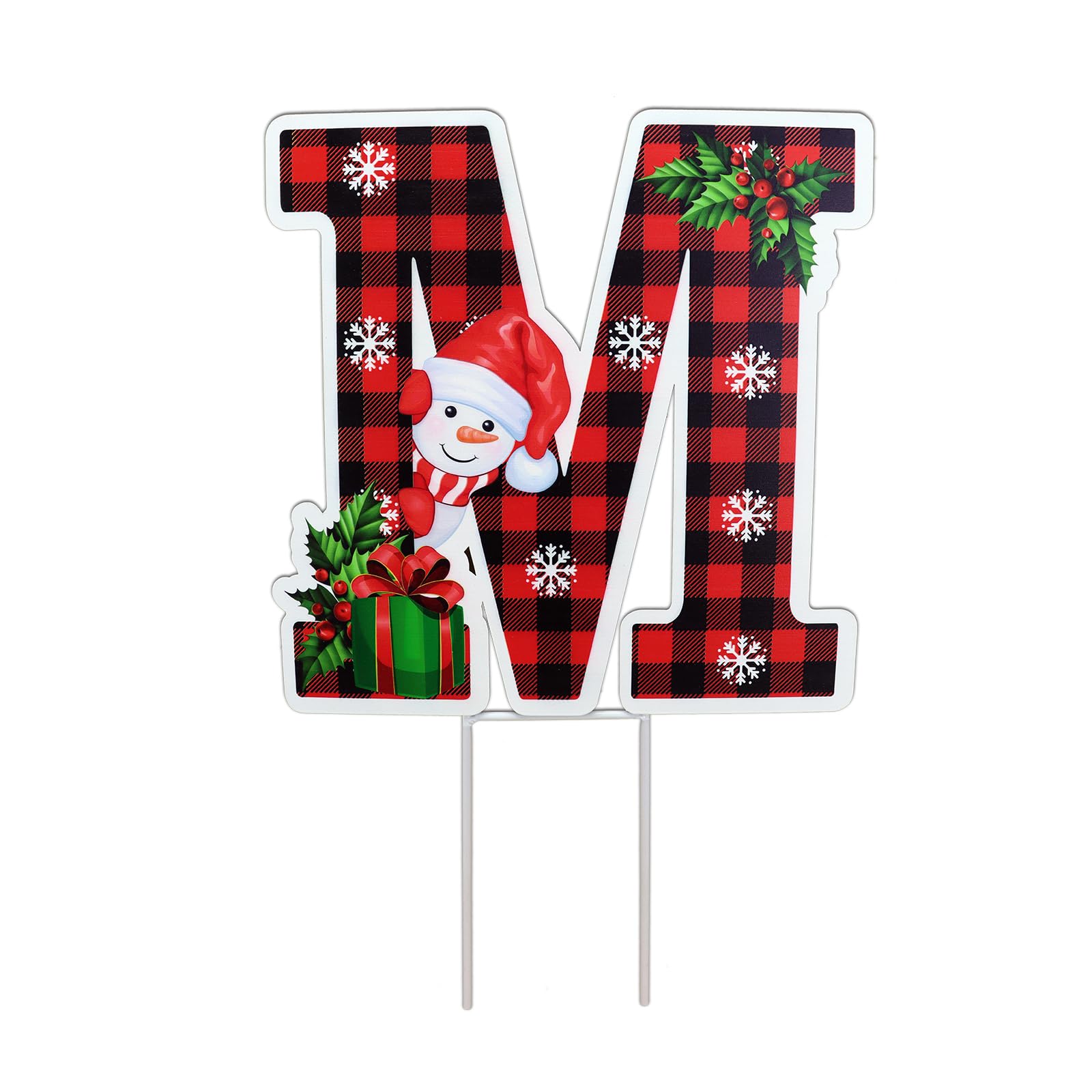 Outdoor Yard Sign Dual Use Letter M Santa Snowman Garden Decor Wall ...