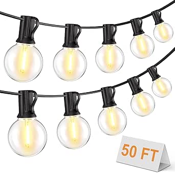 Bomcosy Outdoor String Lights,50 FT LED String Lights for Outside with ...