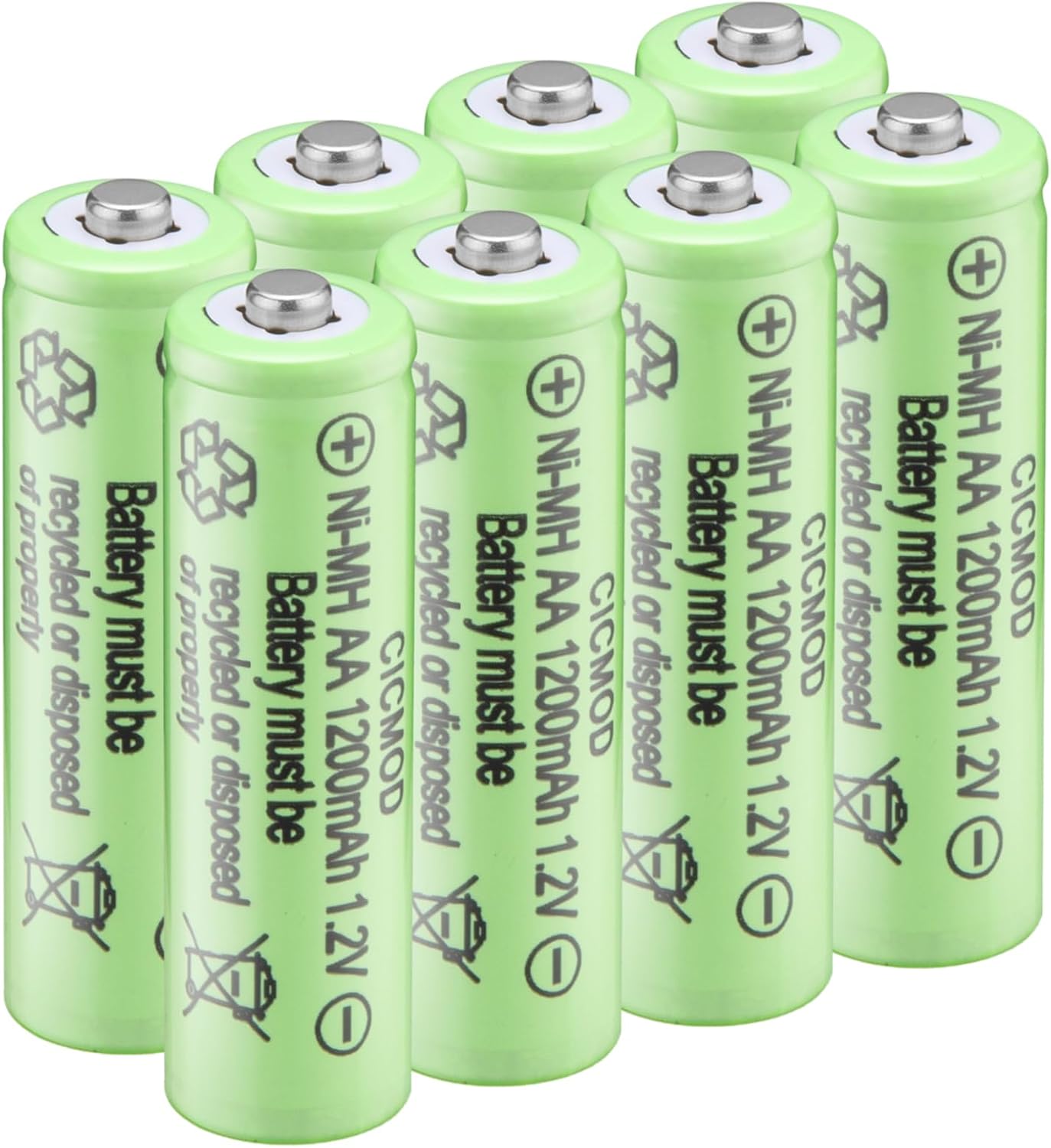 CICMOD AA Rechargeable Batteries Ni-MH Solar Light Batteries 8 Pack 1 ...
