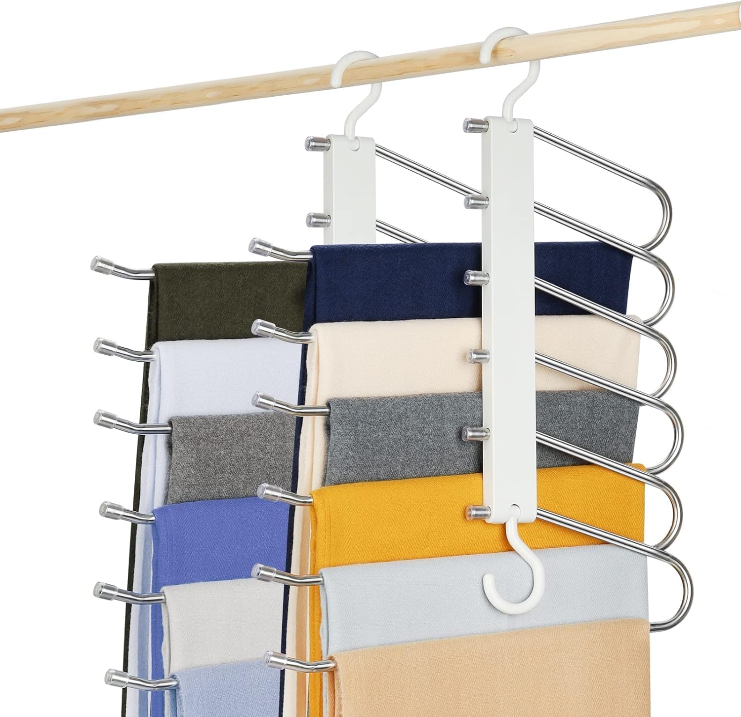 TECHVIDA 6 En 1 Perchas para Pantalones Que Ahorran Espacio ...