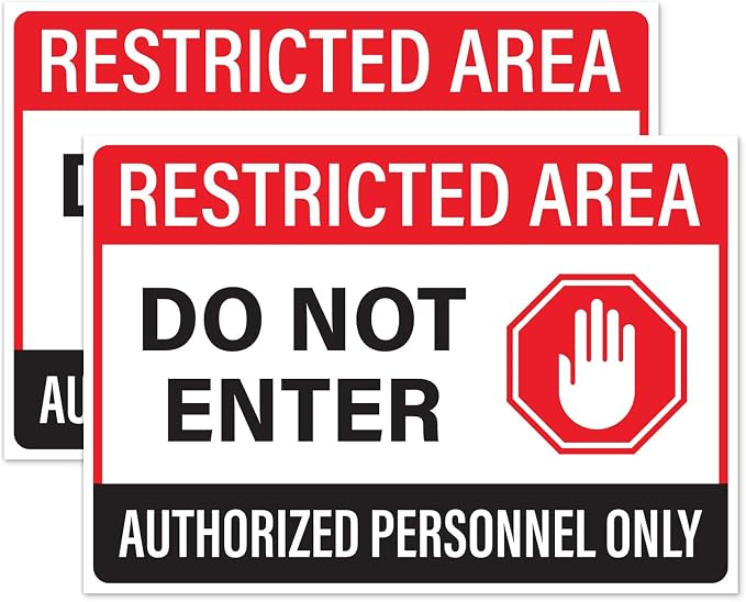 Amazon.com: Restricted Area Do Not Enter Stickers, Authorized Personnel ...