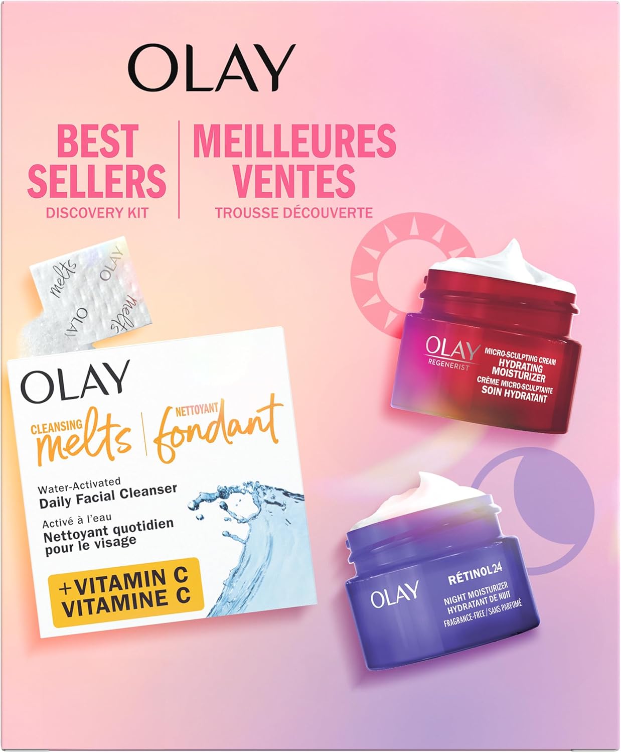 Olay Best Sellers Skincare Set: Melting Facial Cleanser 4 Count + Daily ...