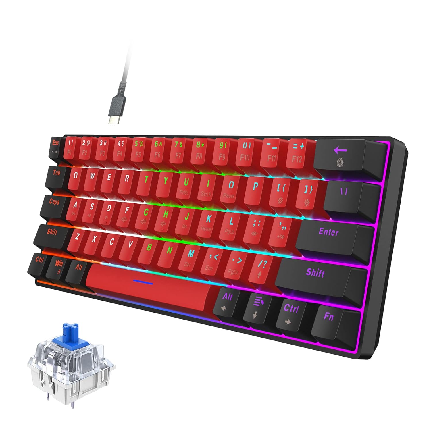 Amazon.in: Buy Snpurdiri 60% Wired Mechanical Gaming Keyboard, LED ...