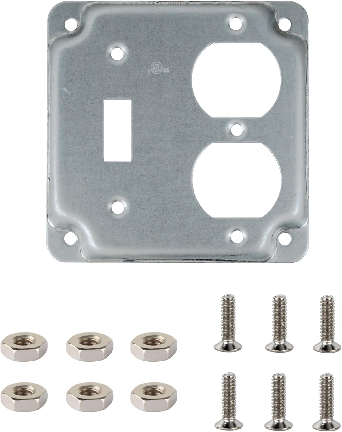 4 Inch Square Electrical Box Cover Toggle Switch and Duplex Receptacle ...