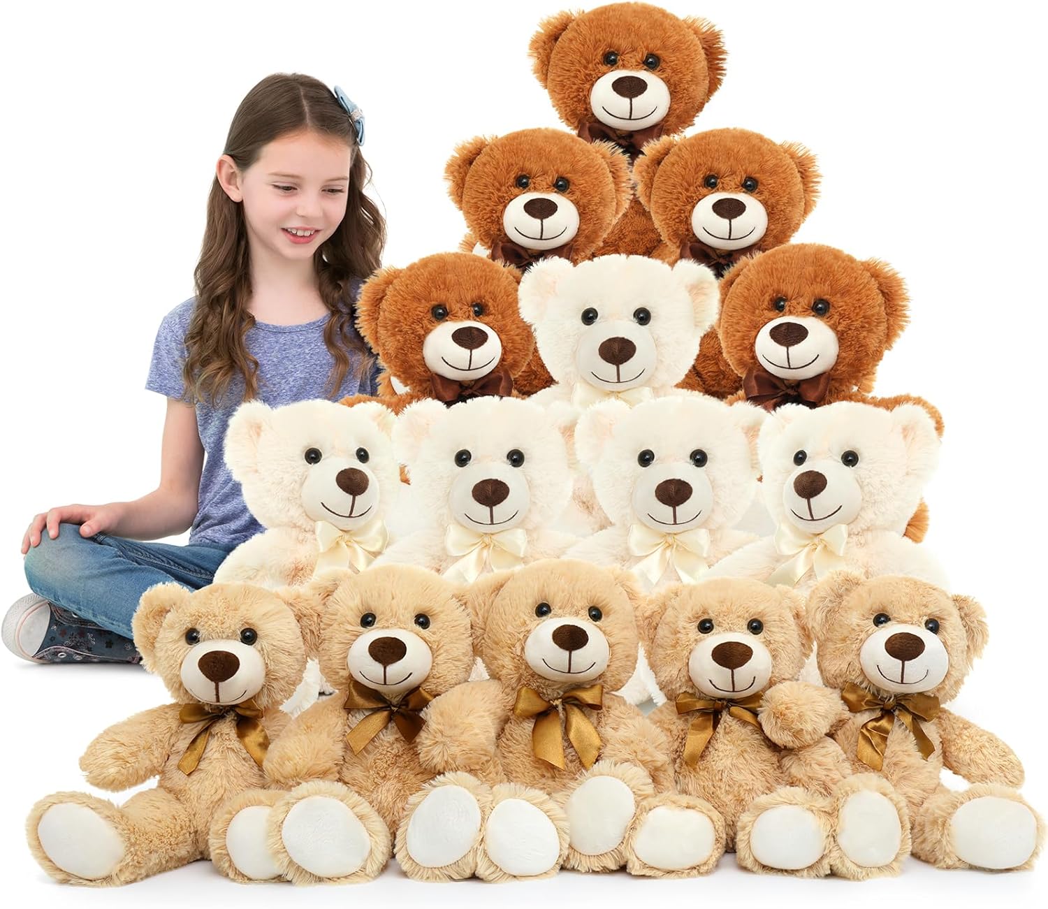 Amazon.com: MaoGoLan 15 Pack Teddy Bears in Bulk, 14inch Small Stuffed Animals Teddy Bears for ...