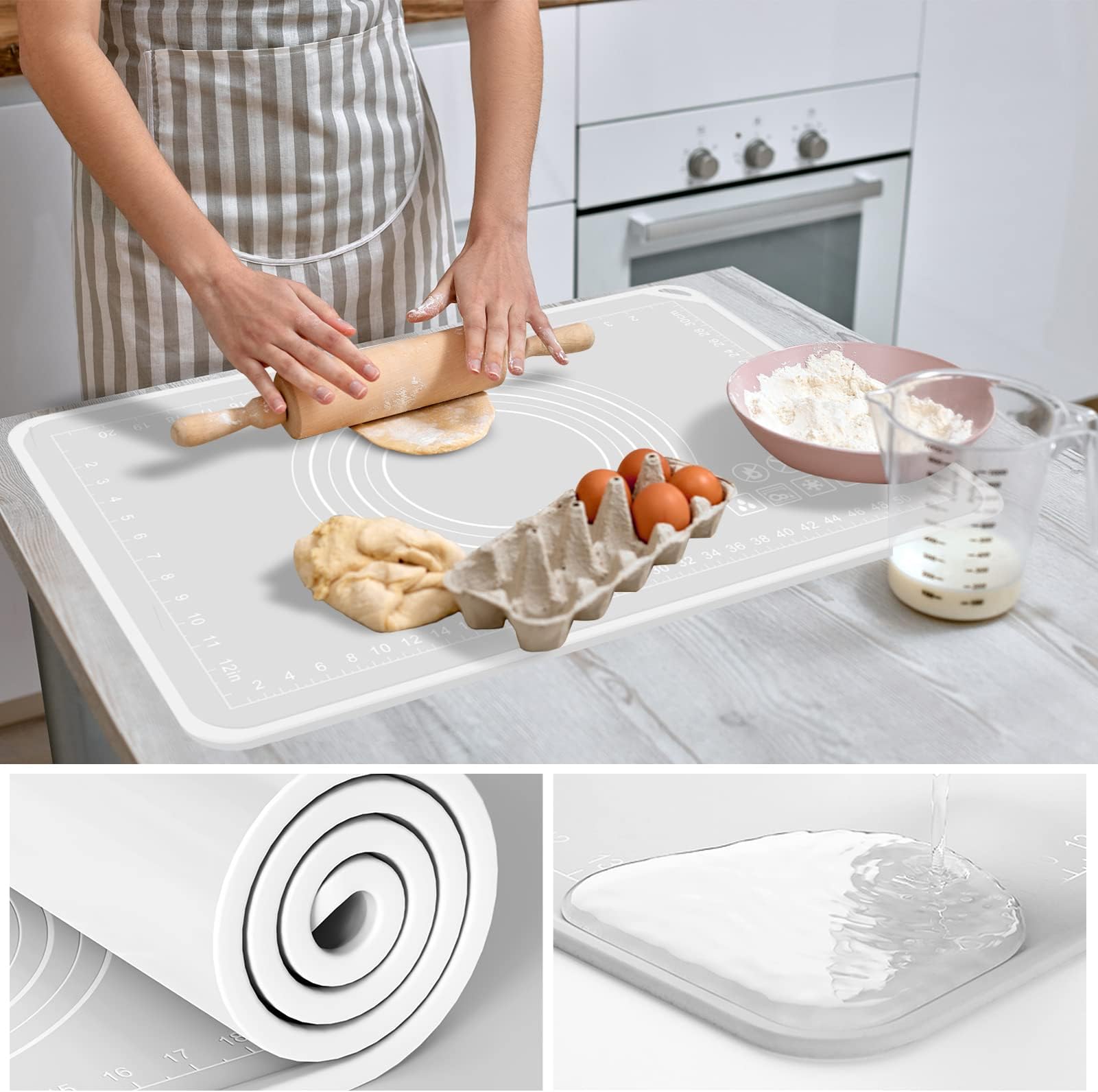Amazon.com: Silicone Baking Mat for Rolling Out Dough, 16x24” Extra ...
