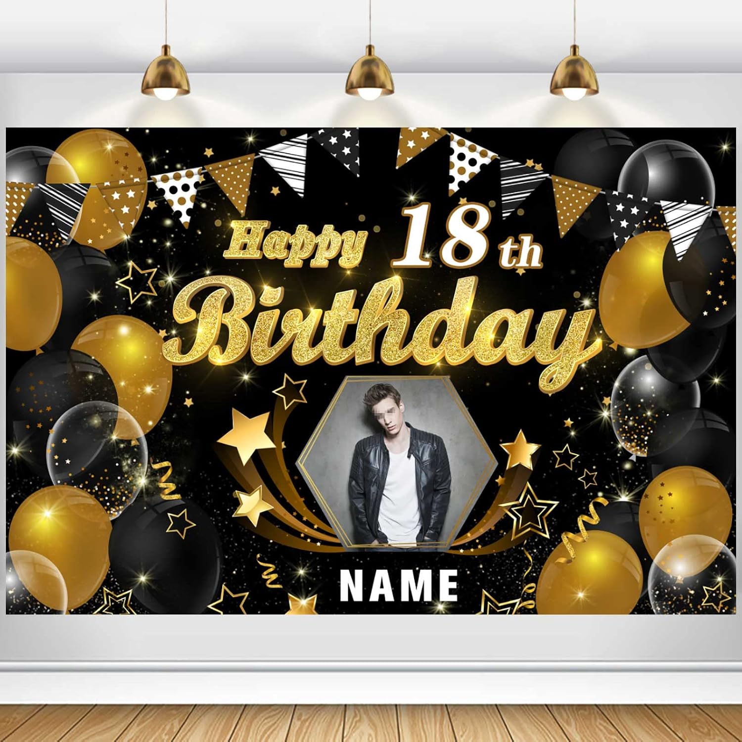 Amazon.com: Custom Black and gold Theme 18th Birthday Decorations ...