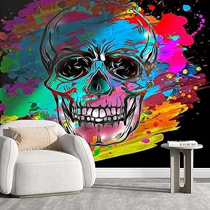 YANFENQI Wallpaper Peel and Stick Vintage Skeleton Graffiti Vinyl ...