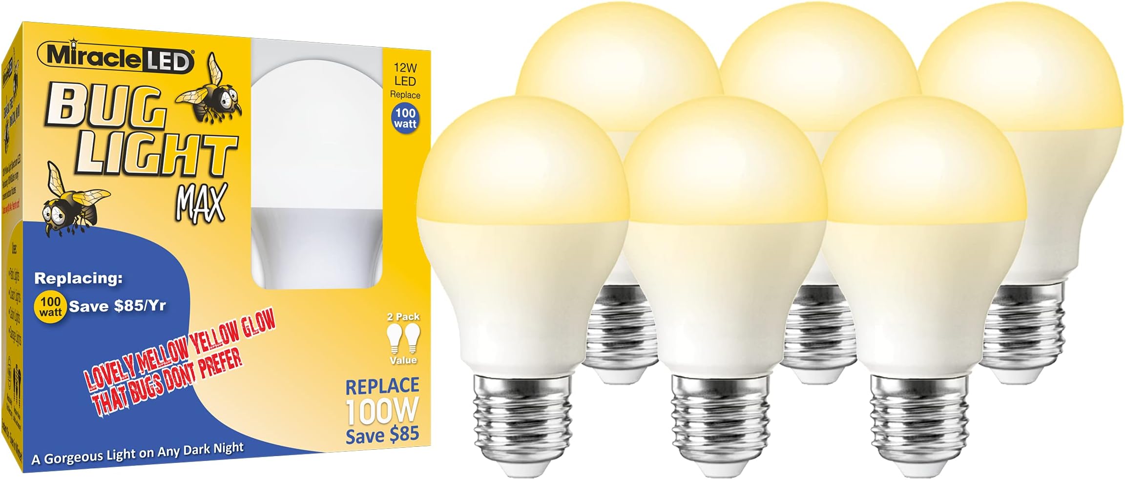 Amazon.com: Miracle LED Yellow Bug Light MAX - Replaces 100W - A19 ...