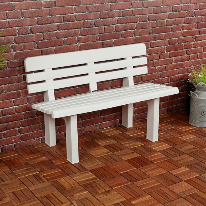 URBN GARDEN 2 Seater Plastic Weatherproof Outdoor Garden Bench Heavy ...
