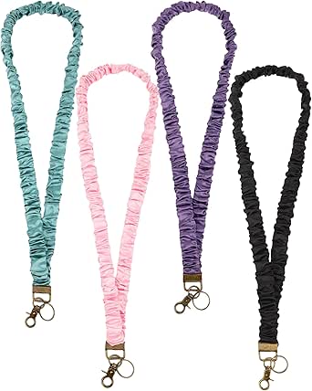 4 Pcs Scrunchies Lanyards for ID Badges Keys Scrunchy Cute Neck ...