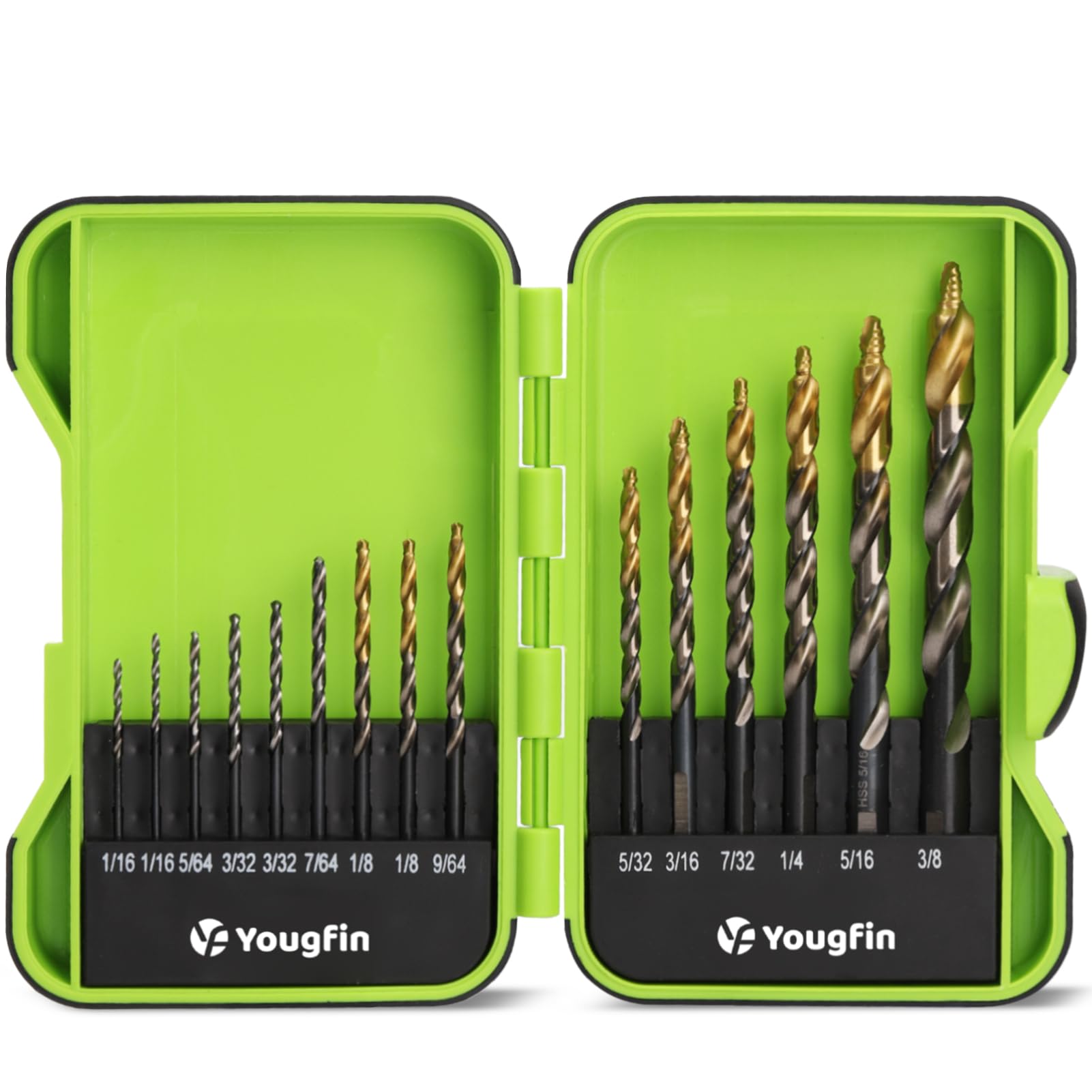 Snapklik.com : YOUGFIN 15-Piece Stepped Point Drill Bit Set, M2 High ...