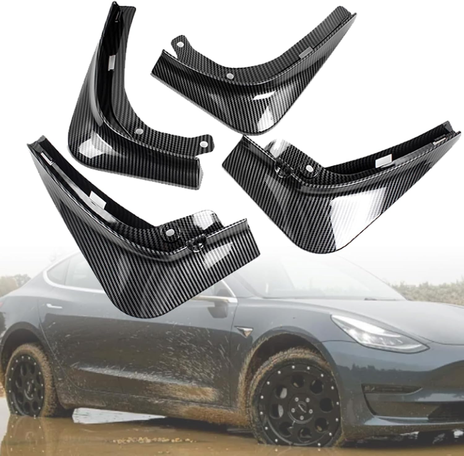 Wocch Mud Flaps for Tesla Model 3 2021 2022 Splash Guards Carbon Fiber ...