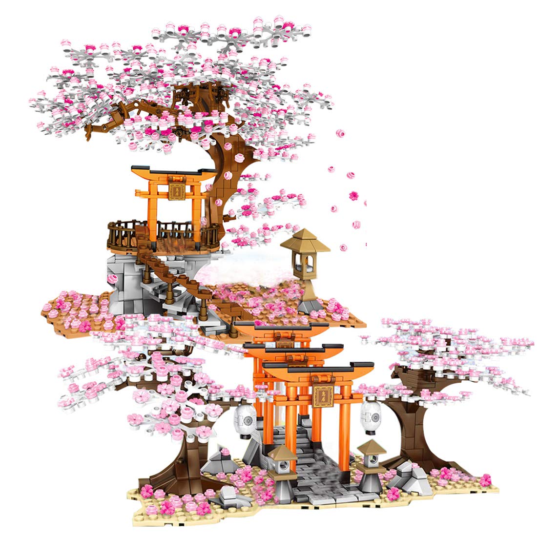 Yamix 1814+Pieces Romantic Sakura Tree Building Bricks, Cherry Blossom ...