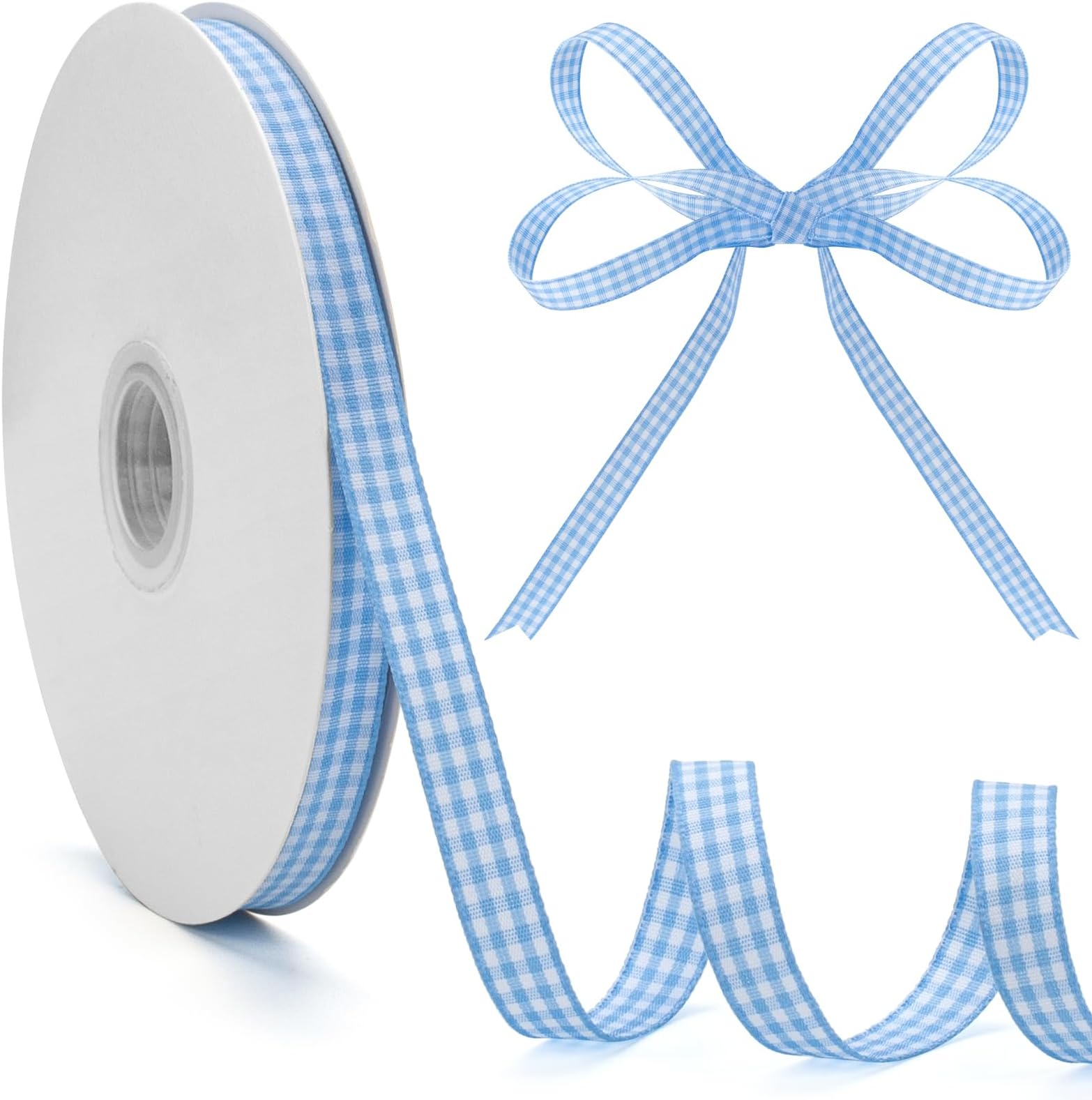 Amazon.com: Blue Gingham Ribbon Light Blue Ribbon for Hair Blue and ...