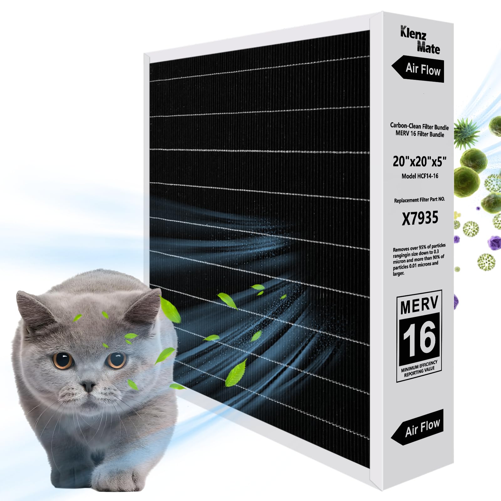 2025 Upgraded X7935 20x20x5 MERV 16 Air Filter Bundle,Carbon Clean ...