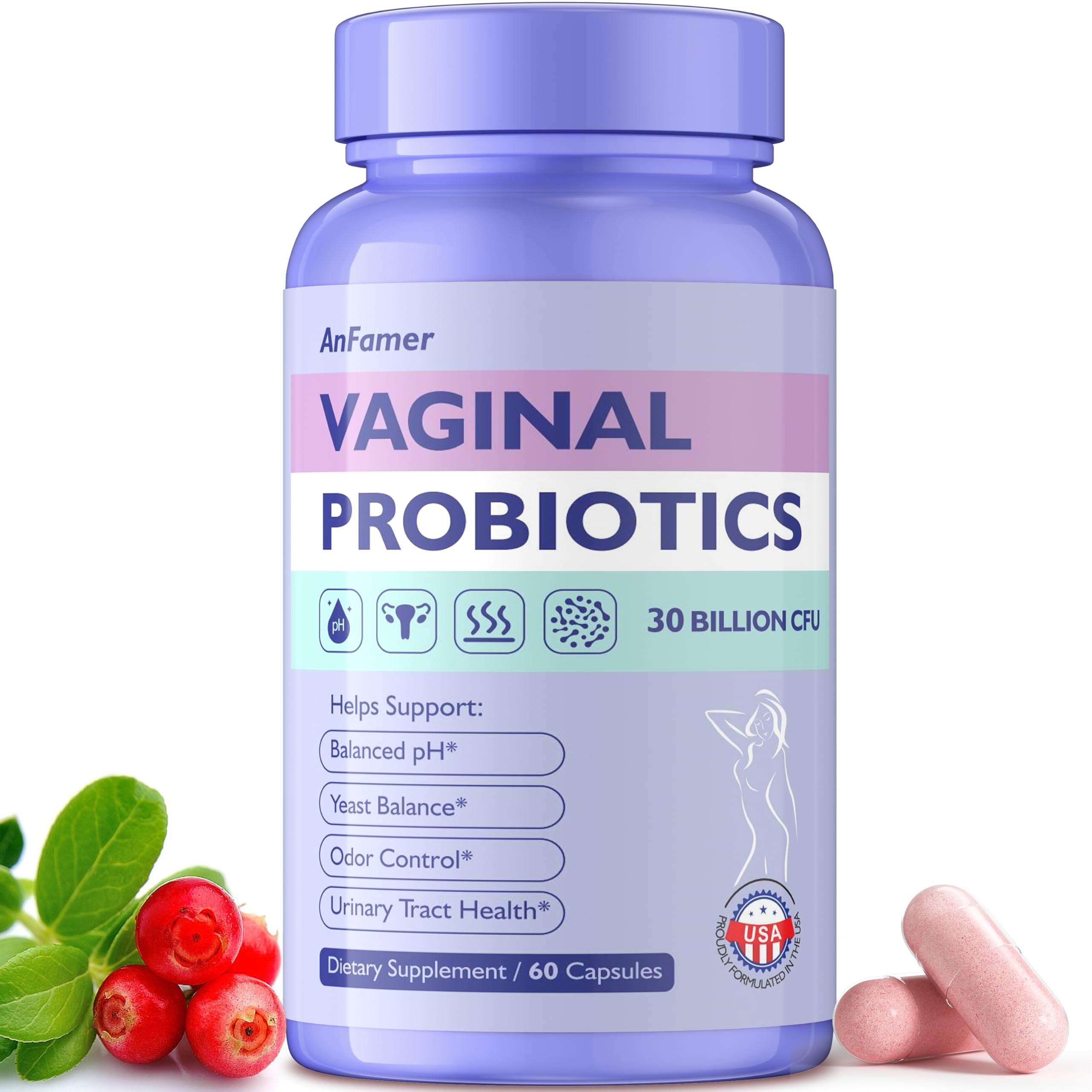 Amazon.com: AnFamer Vaginal Probiotics for Women Female,Promotes Ph ...
