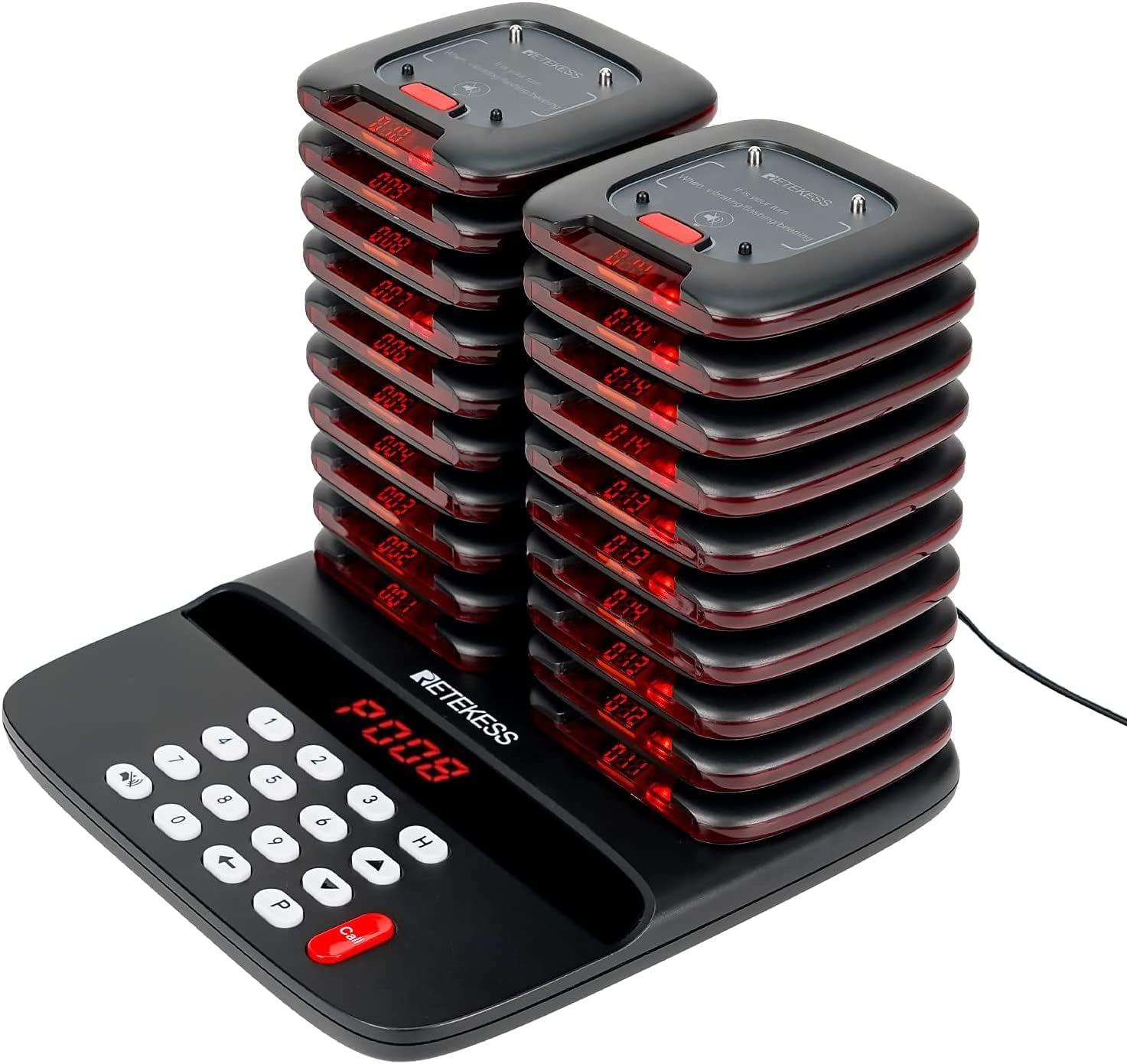 Retekess TD183 Pager System, FSK Long Range 800M, Dual Charge Wireless ...