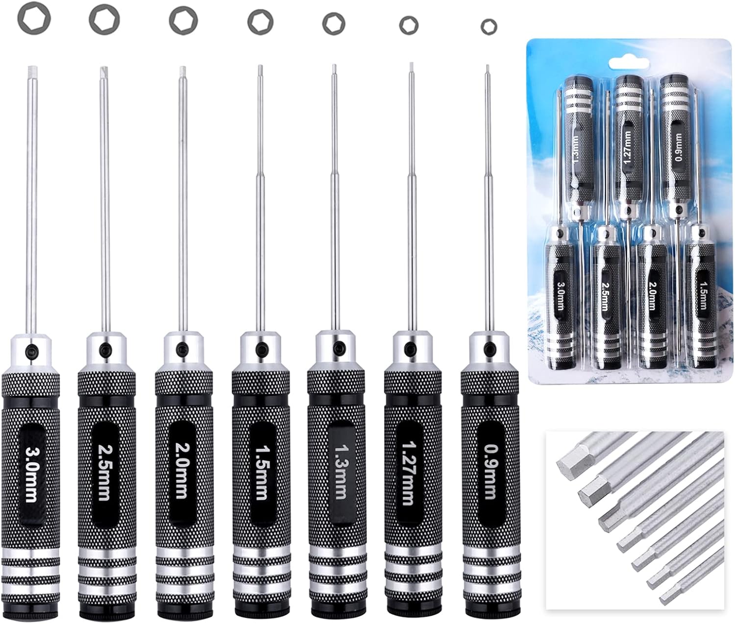 Amazon.com: Hex Screwdriver Set - 7pcs Hex Allen Drive Kit 0.9mm 1.27mm ...