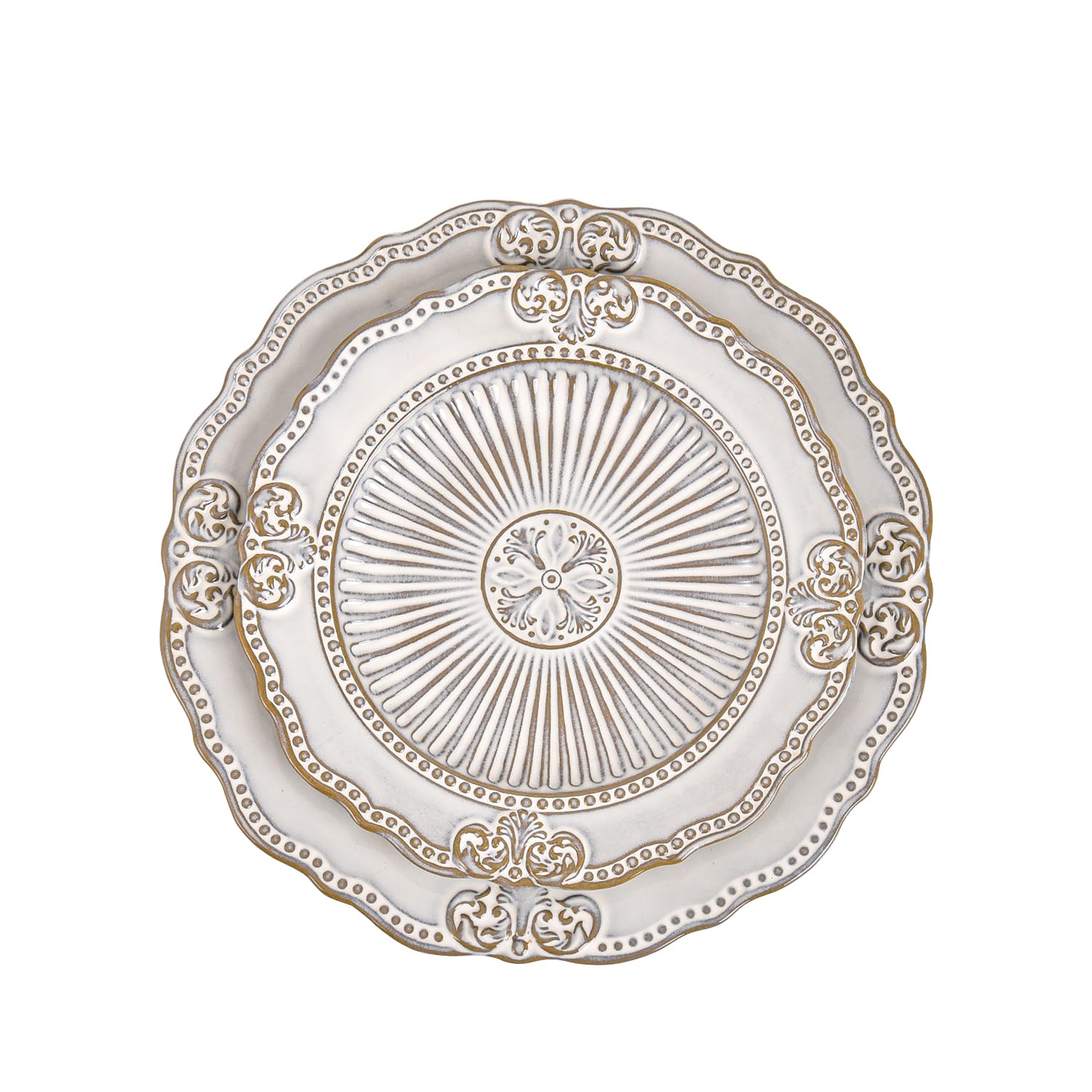 Amazon.com | Sungmor Embossed Stoneware Fine Dining Dinnerware, Vintage ...