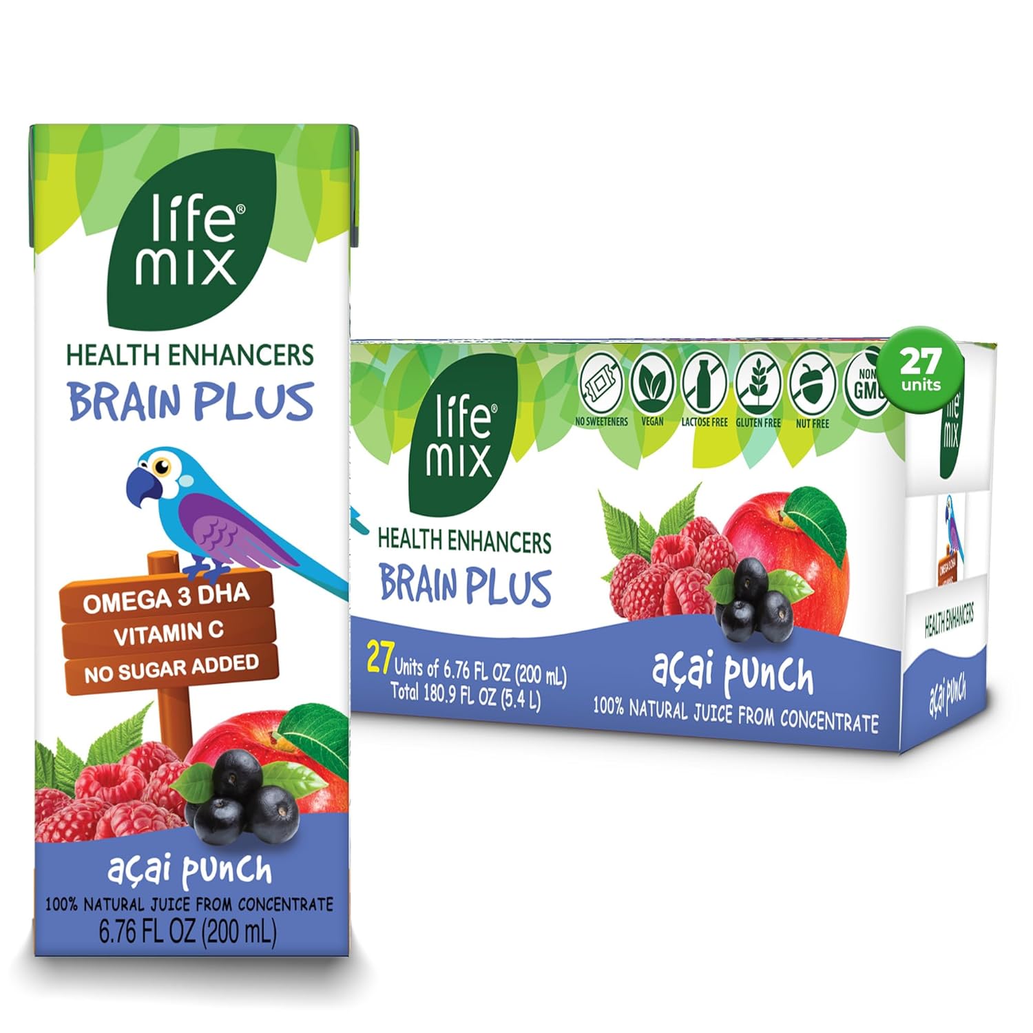 Amazon.com : LIFE MIX Brain Plus Acai Punch 100% Juice 6.07 Fl. Oz ...