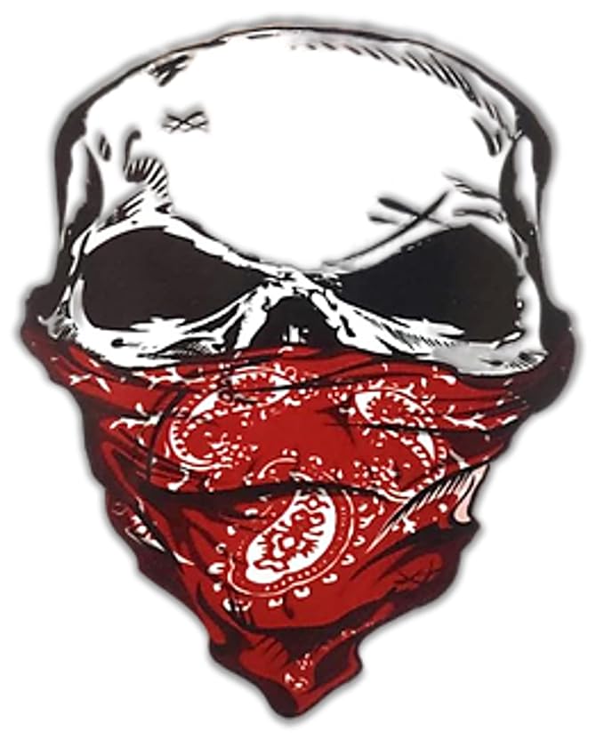 Buy UNIq Skull with Red Bandit Bandana Glossy Finish Decal Sticker for ...