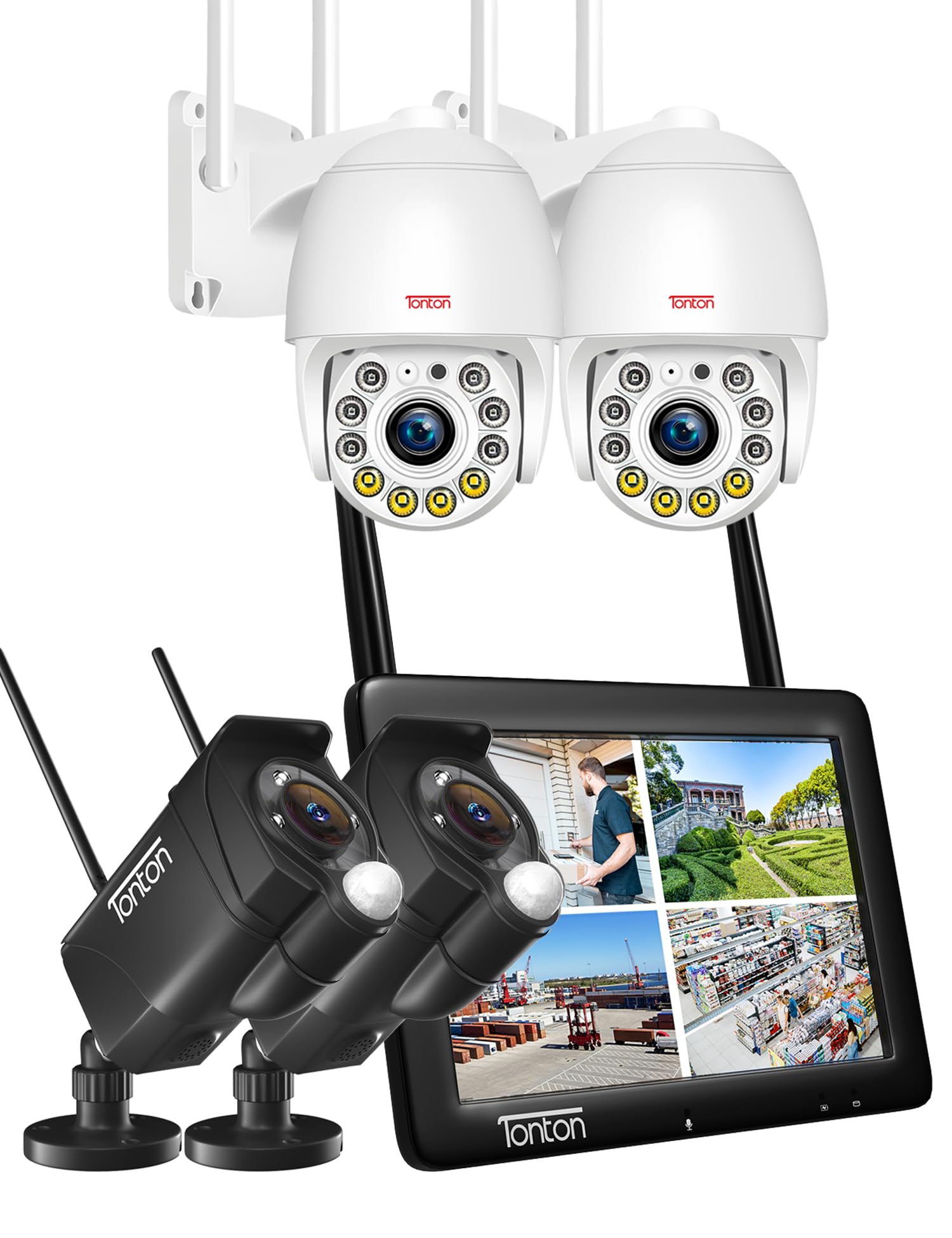 Amazon.com : Tonton 2K Wireless Security Camera Kit with 7" Touchscreen ...