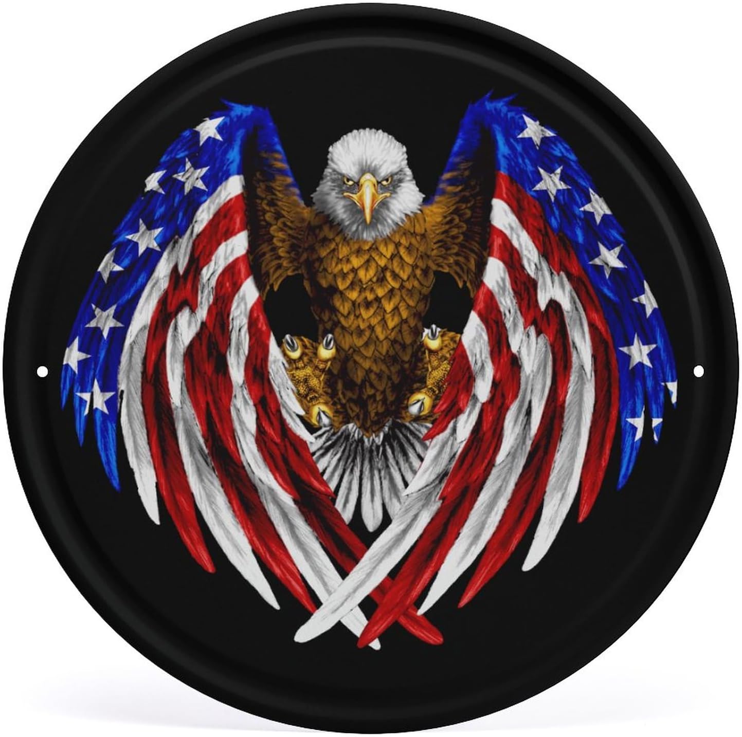 Amazon.com: American Eagle USA Flag Bald Eagle Tin Sign Round Vintage ...
