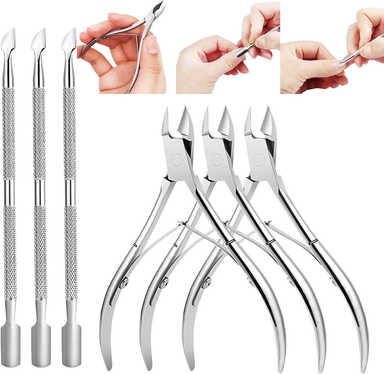 Amazon.com: 6PCS Cuticle Trimmer with Cuticle Pusher,Cuticle Kit Cuticle Nippers Manicure Set ...