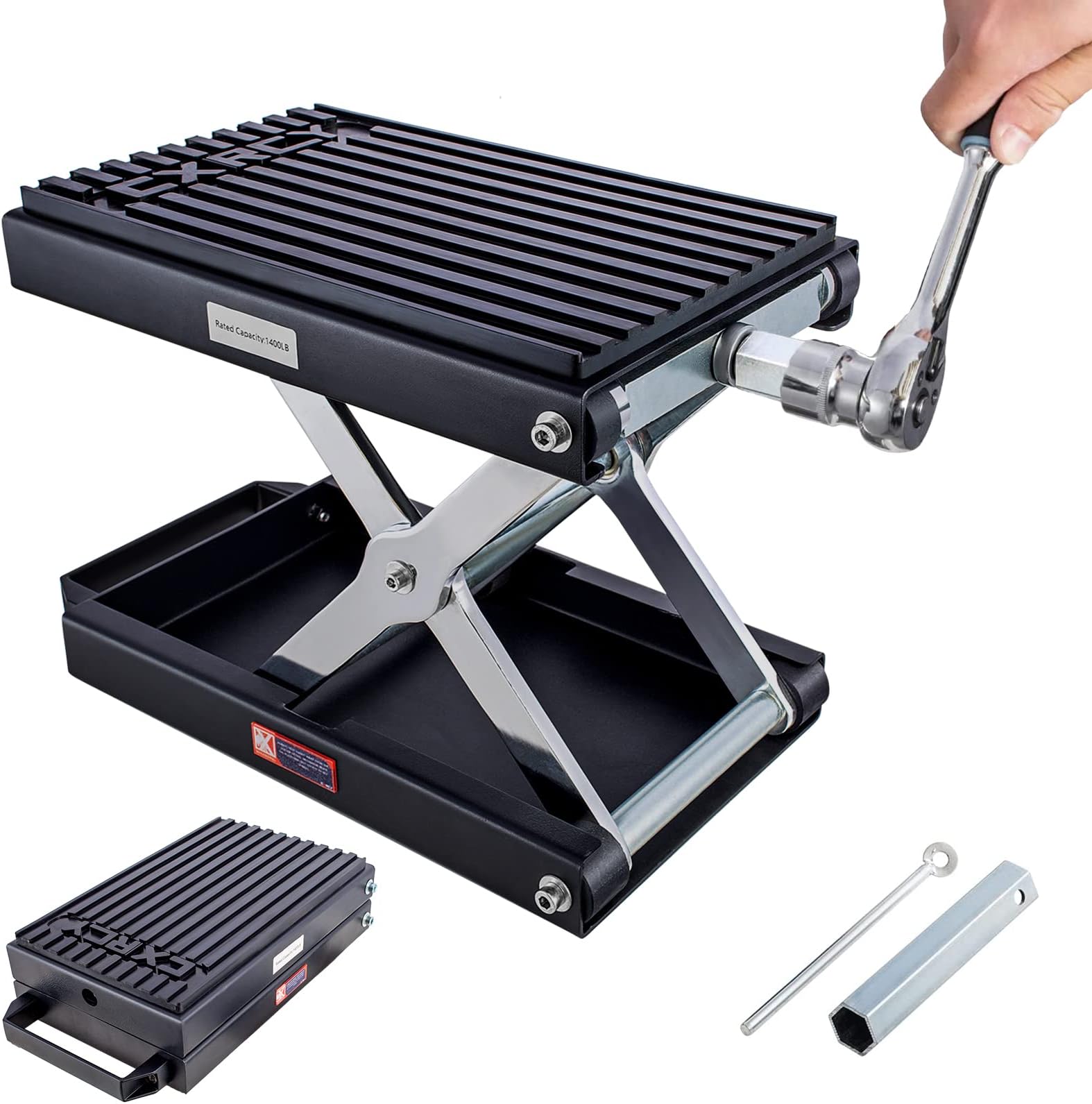 Amazon.com: Pyle Motorcycle Scissor Jack Lift W/ Dolly - Portable Ez ...