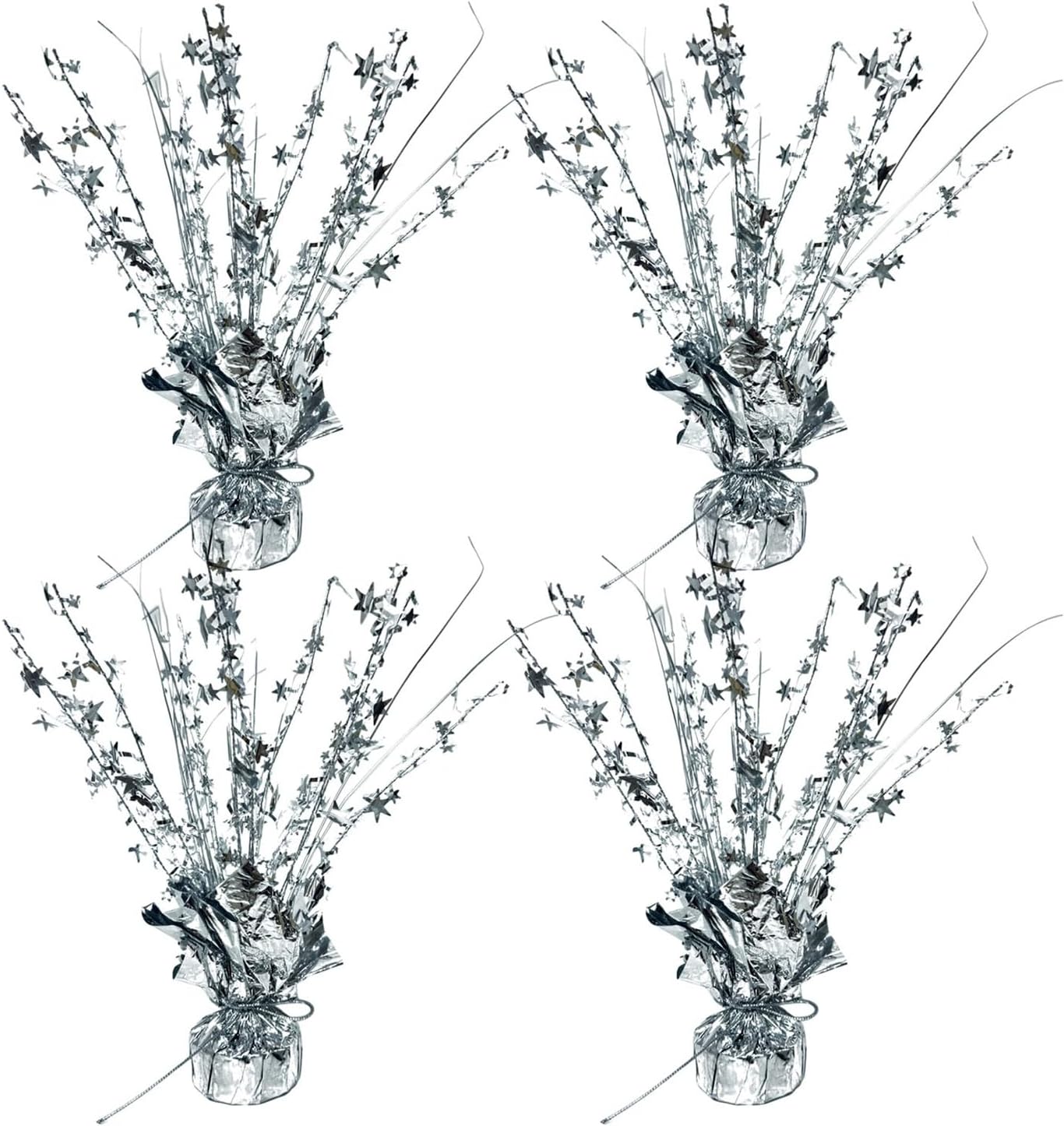 Amazon.com: ALISSAR 4-Pack Glitter Silver Star Centerpieces-Table ...
