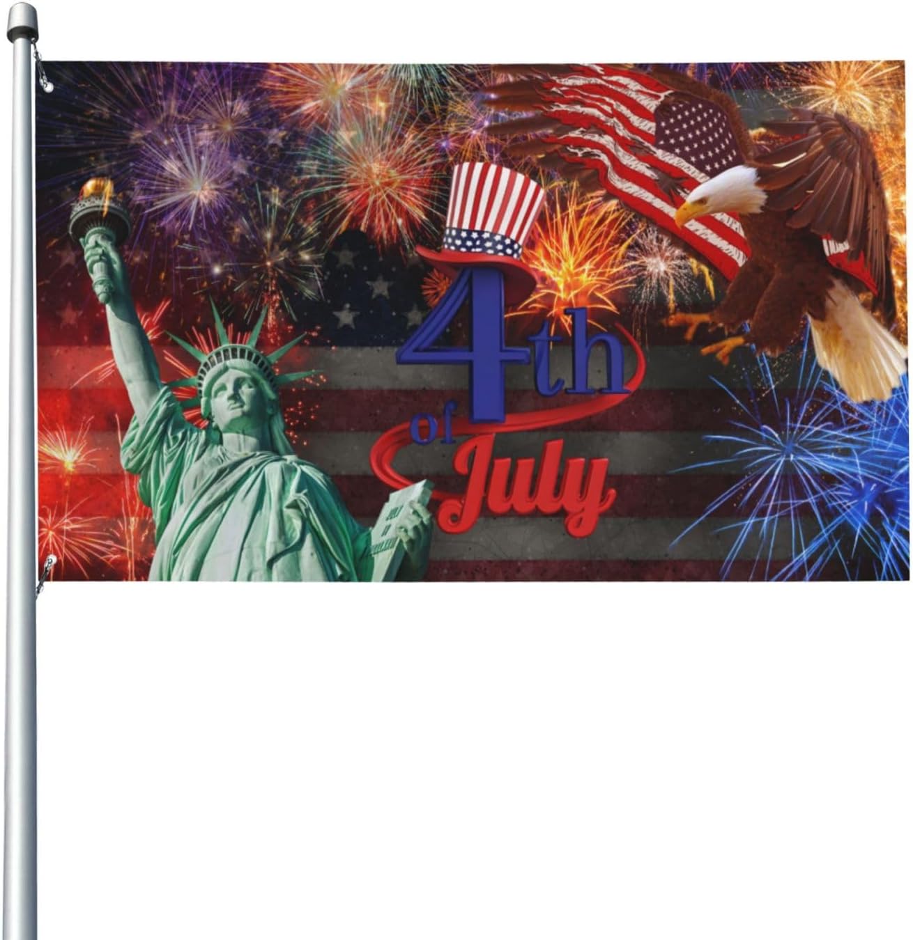 Amazon.com : Happy 4th Of July Flags 3x5 Foot For Outdoors Decoration ...