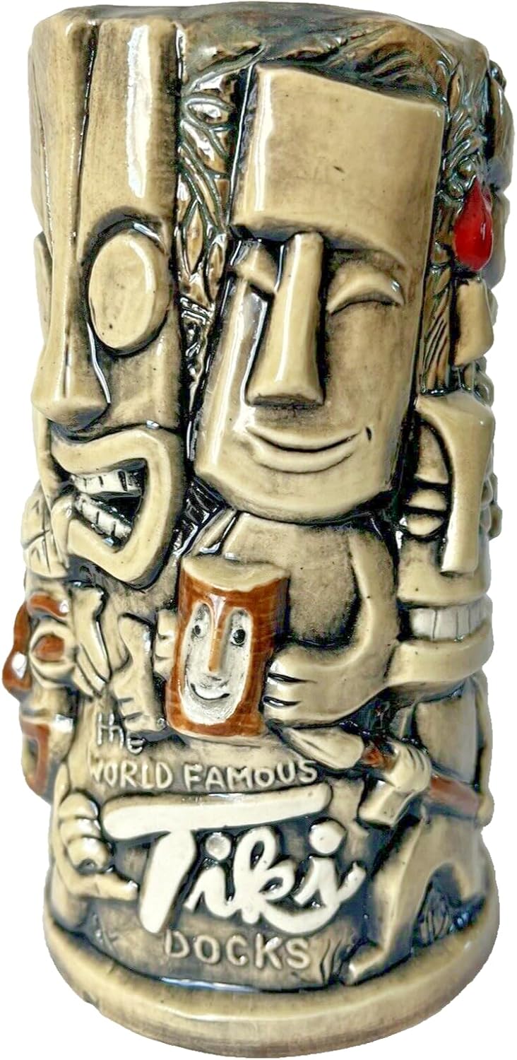 Amazon.com | Tiki Docks FOG CUTTER w/Tiki Bob Beige Tiki Mug Cup ...
