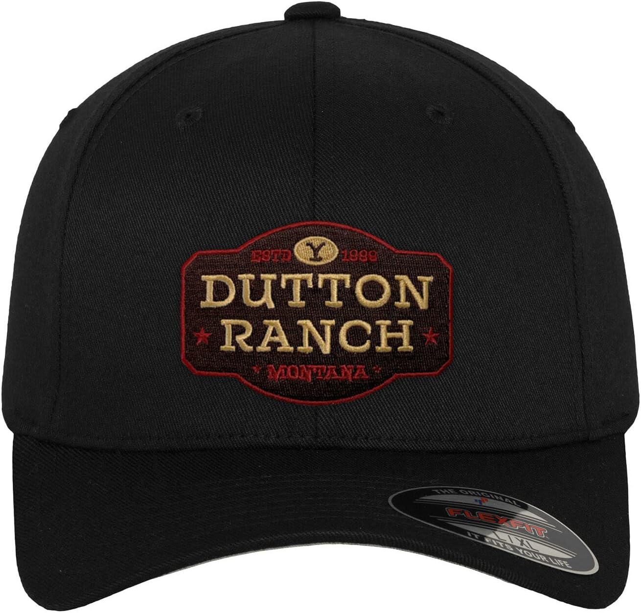 Yellowstone Officially Licensed Dutton Ranch Flexfit Cap (Black), Large ...