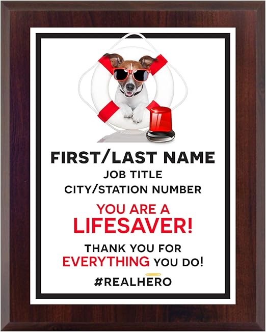 Amazon.com : First Responder Award - 8x10 Personalized Plaque for ...