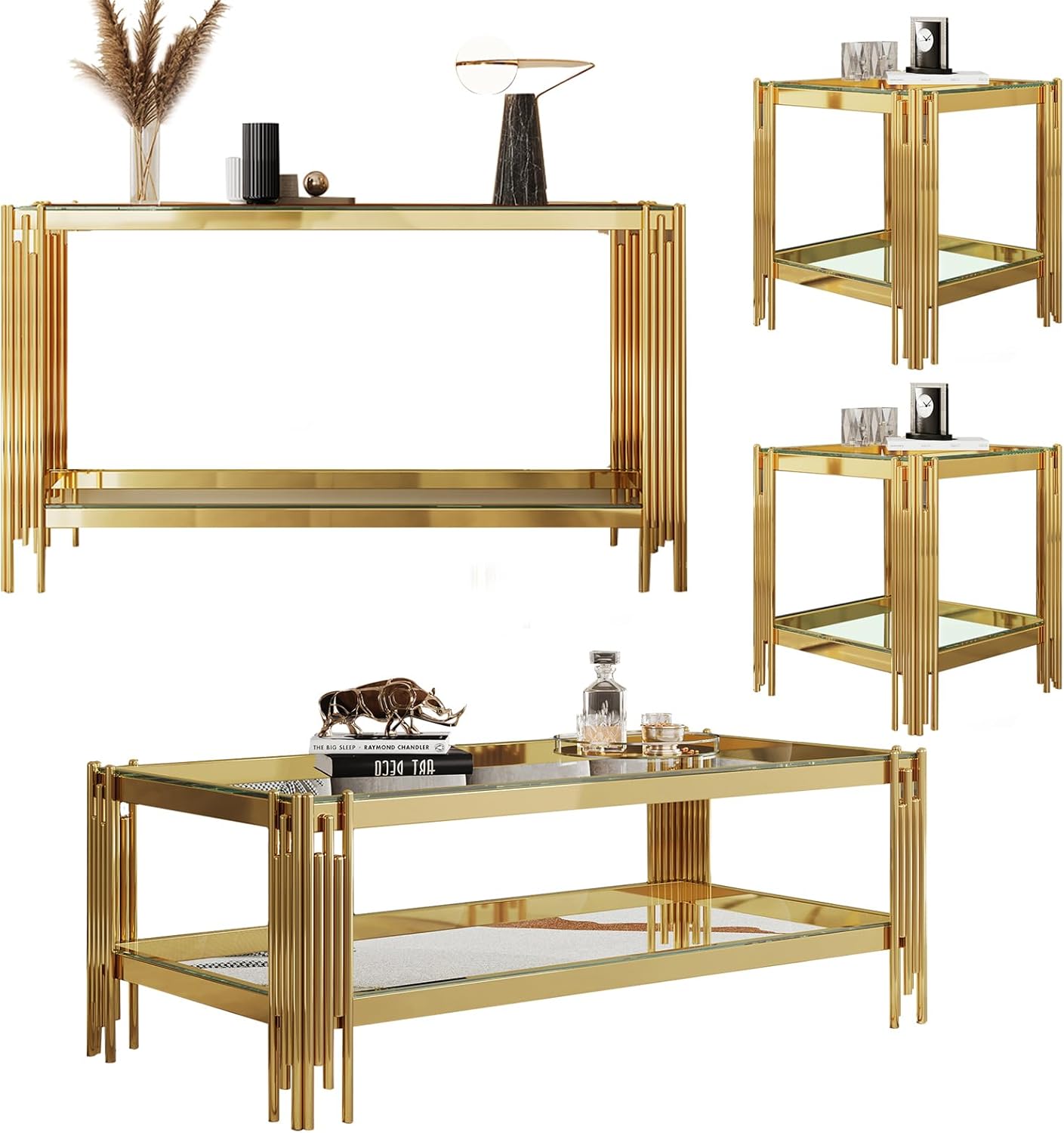 Amazon.com: SSLine Modern 4 Piece Living Room Table Set, includes 1 ...