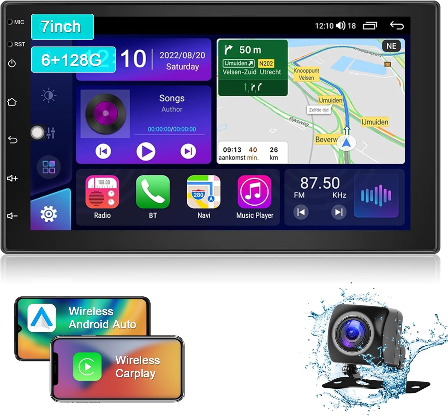 Podofo Android Autoradio 2 Din 6+128G mit Unterstützt SIM Karte ...