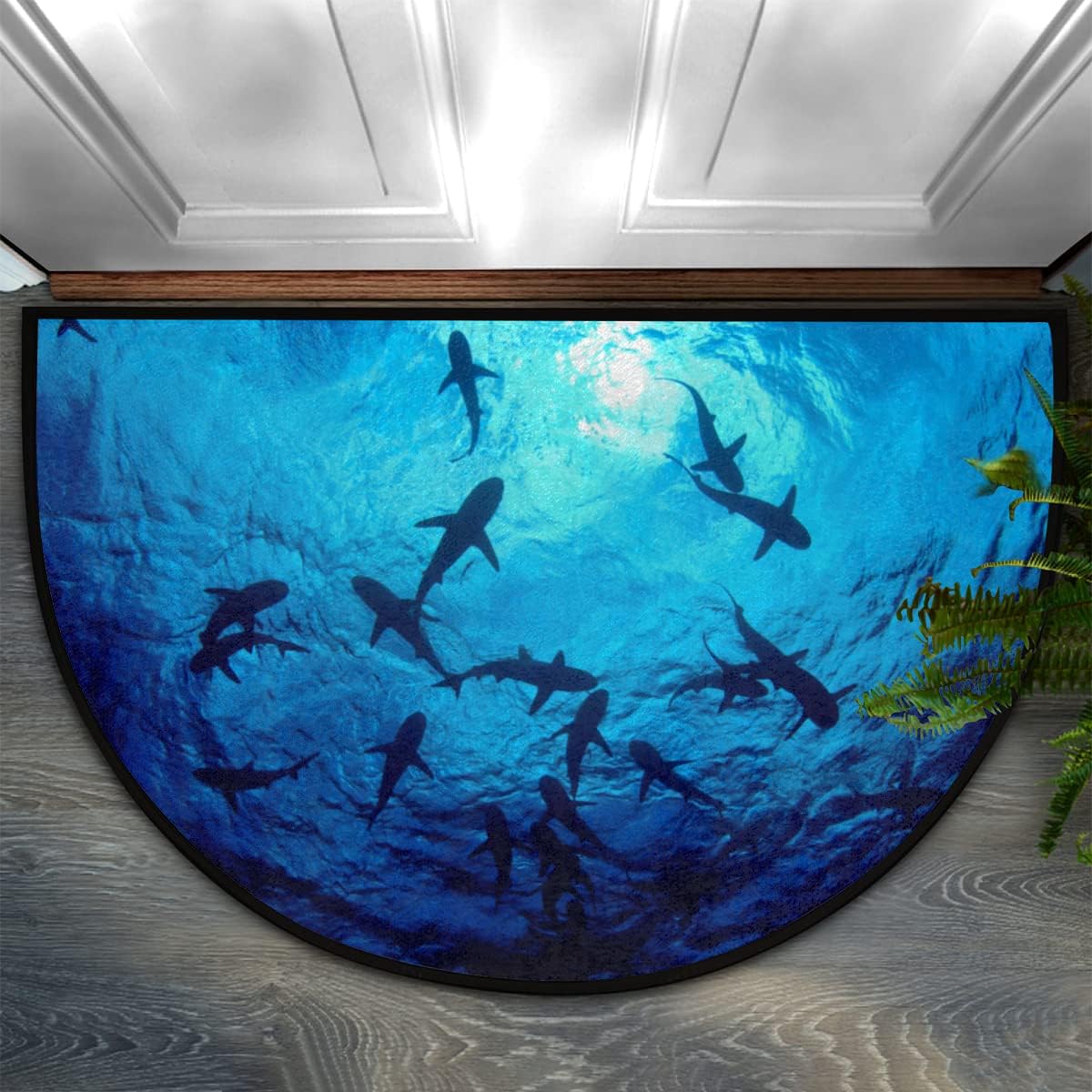 Amazon.com: FZDXZJJ Ocean Animal Sharks Half Round Door Mat,Sea Marine ...