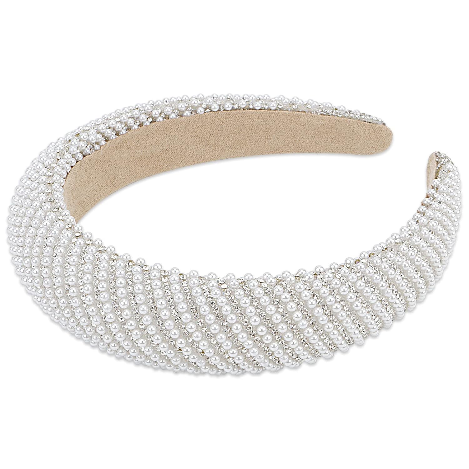 Amazon.com : YISSION 1PC White Pearl Headband for Women Non Slip ...