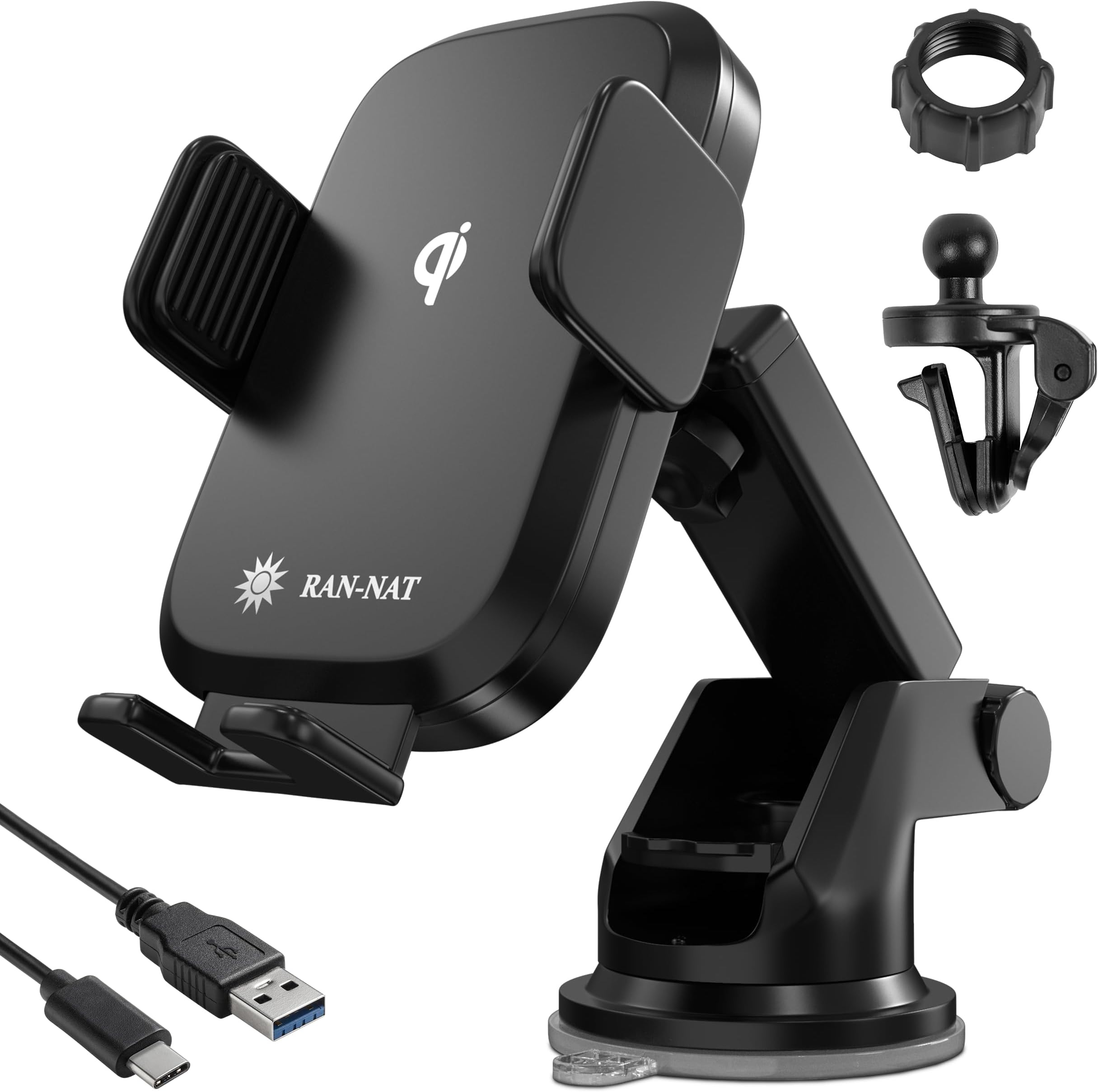 Amazon.com: 15W Qi Wireless Car Charger, Auto-Clamping Phone Holder, 3 ...