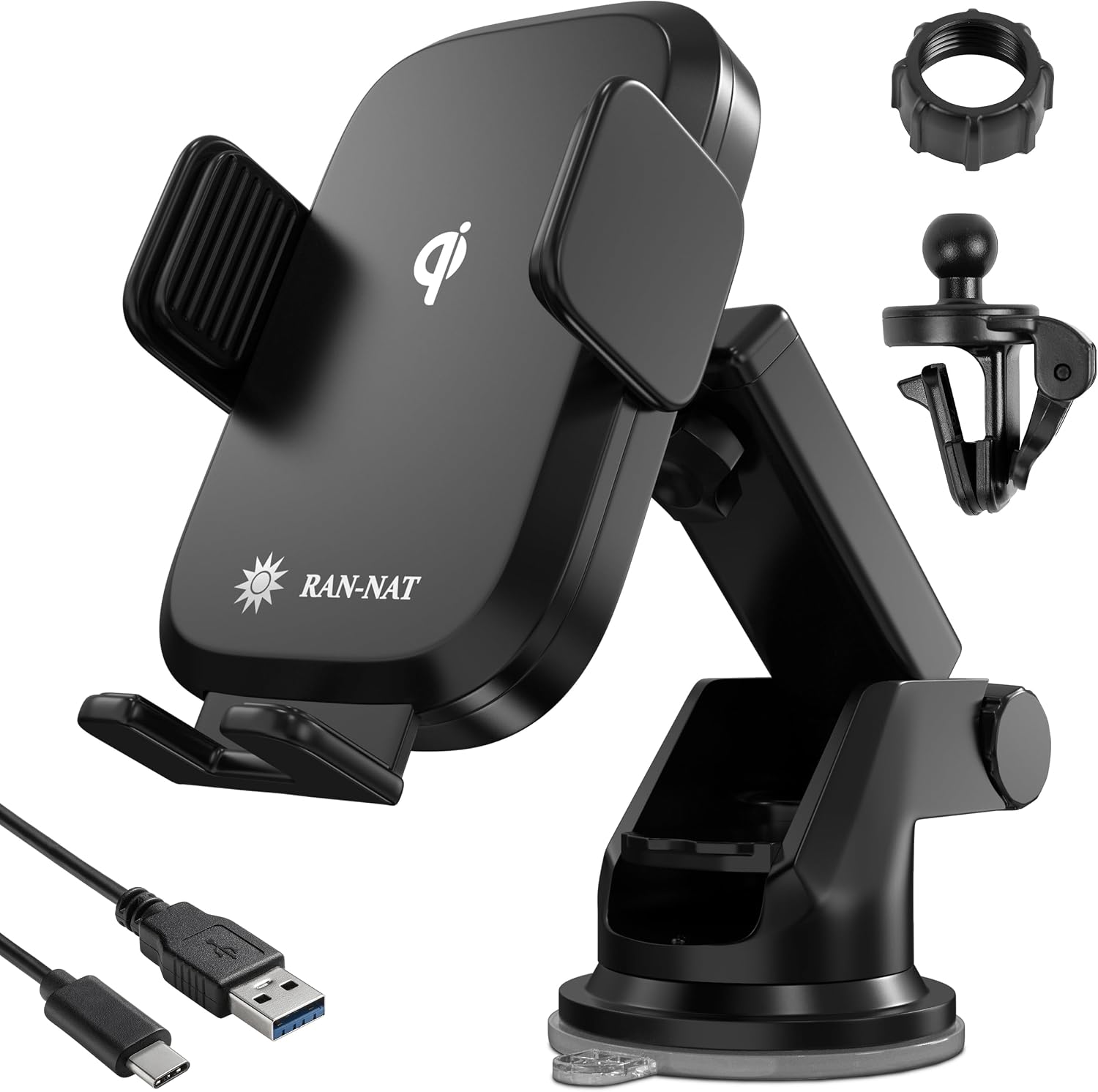 Amazon.com: 15W Qi Wireless Car Charger, Auto-Clamping Phone Holder, 3 ...