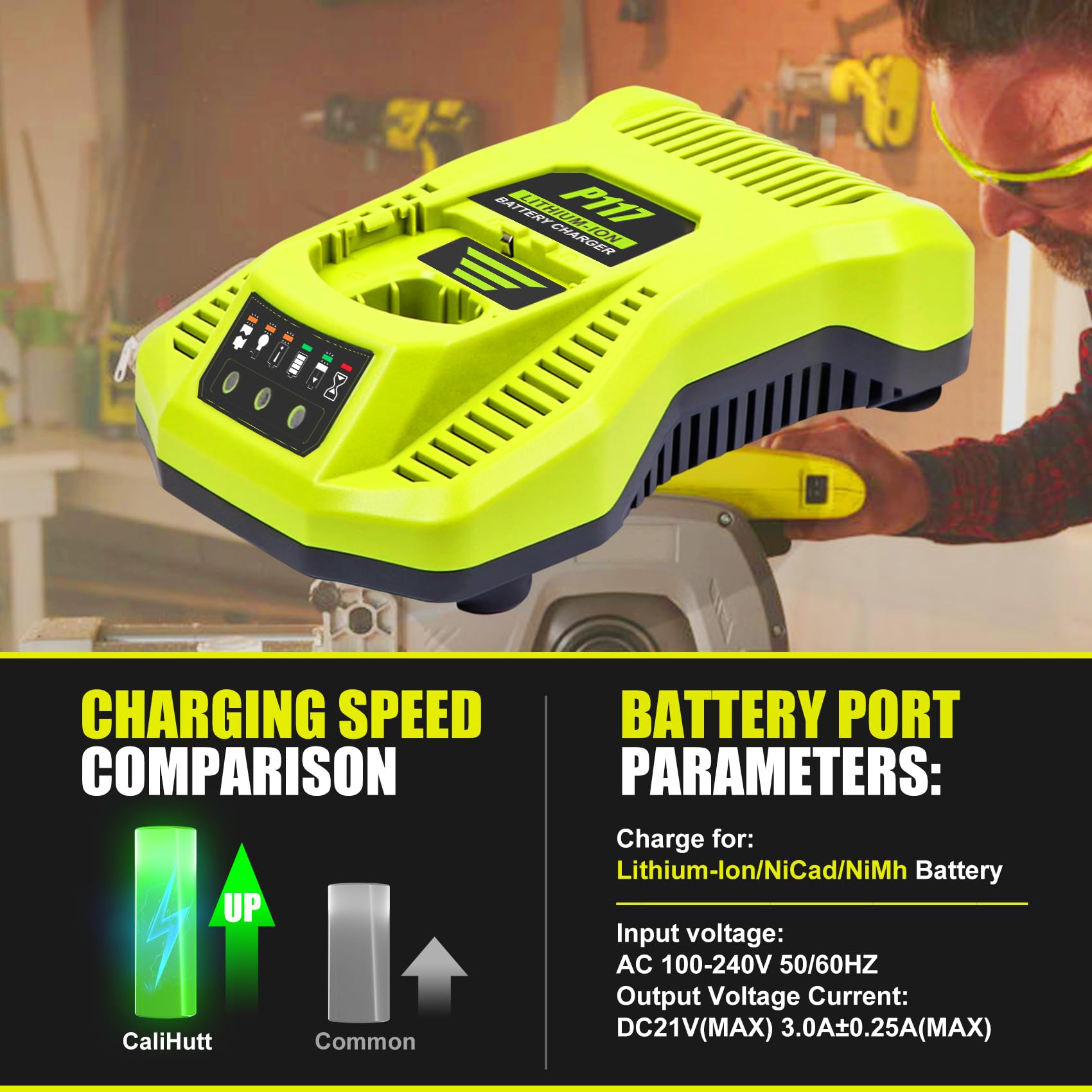 Shentec Charger For Ryobi Lithium Battery P102 P103 P104 18V 6000mAh ...