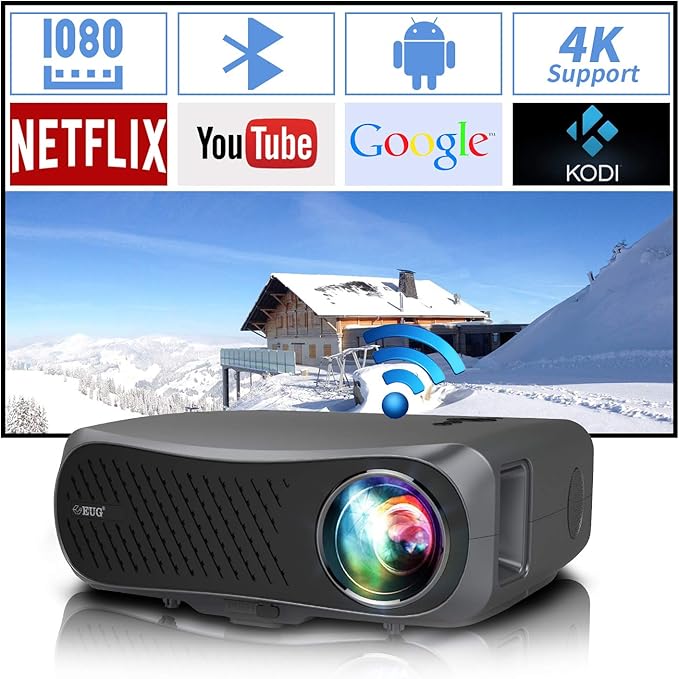 Amazon.com: Full HD Wifi Bluetooth Projector 1080P Native Support 4K ...
