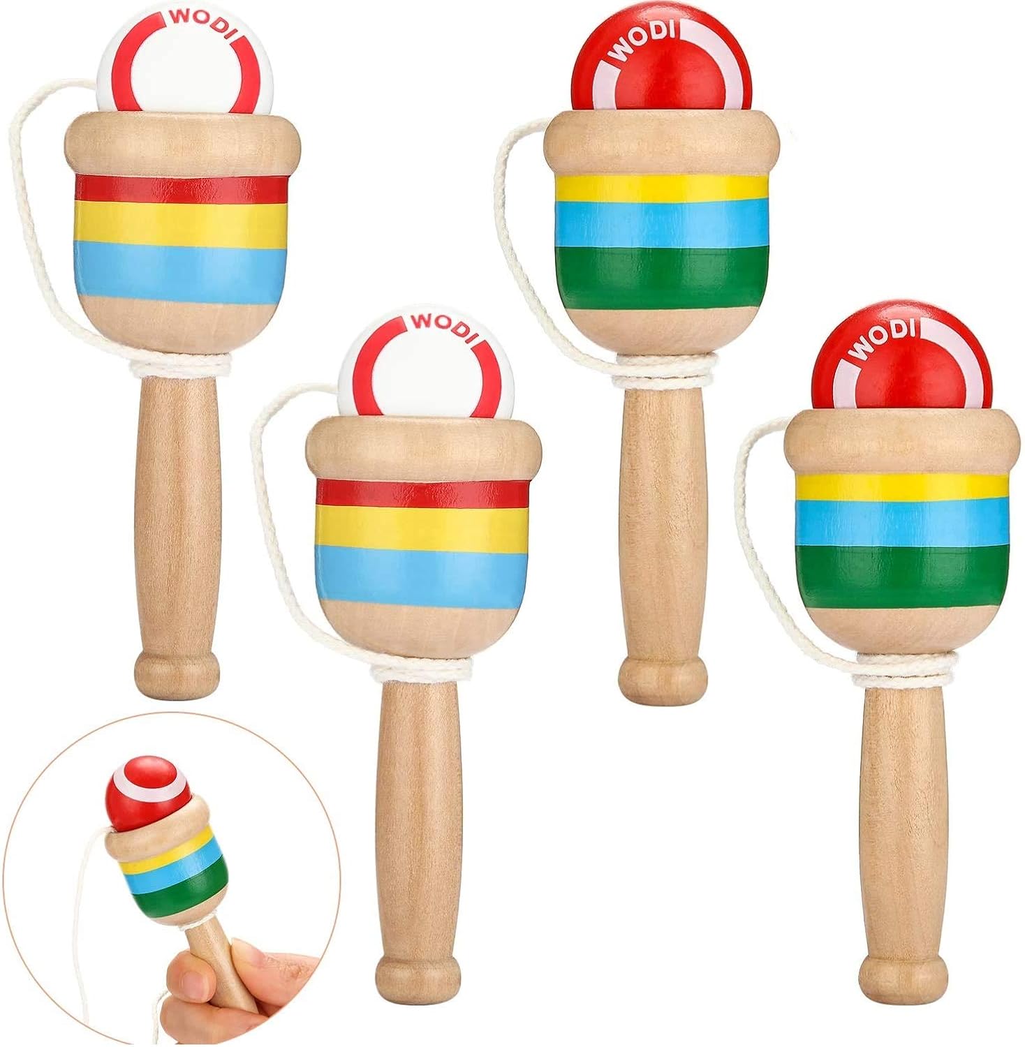Amazon.com: 4 Pieces Wood Catch Ball, Cup and Ball Game, Cup Catch Ball ...