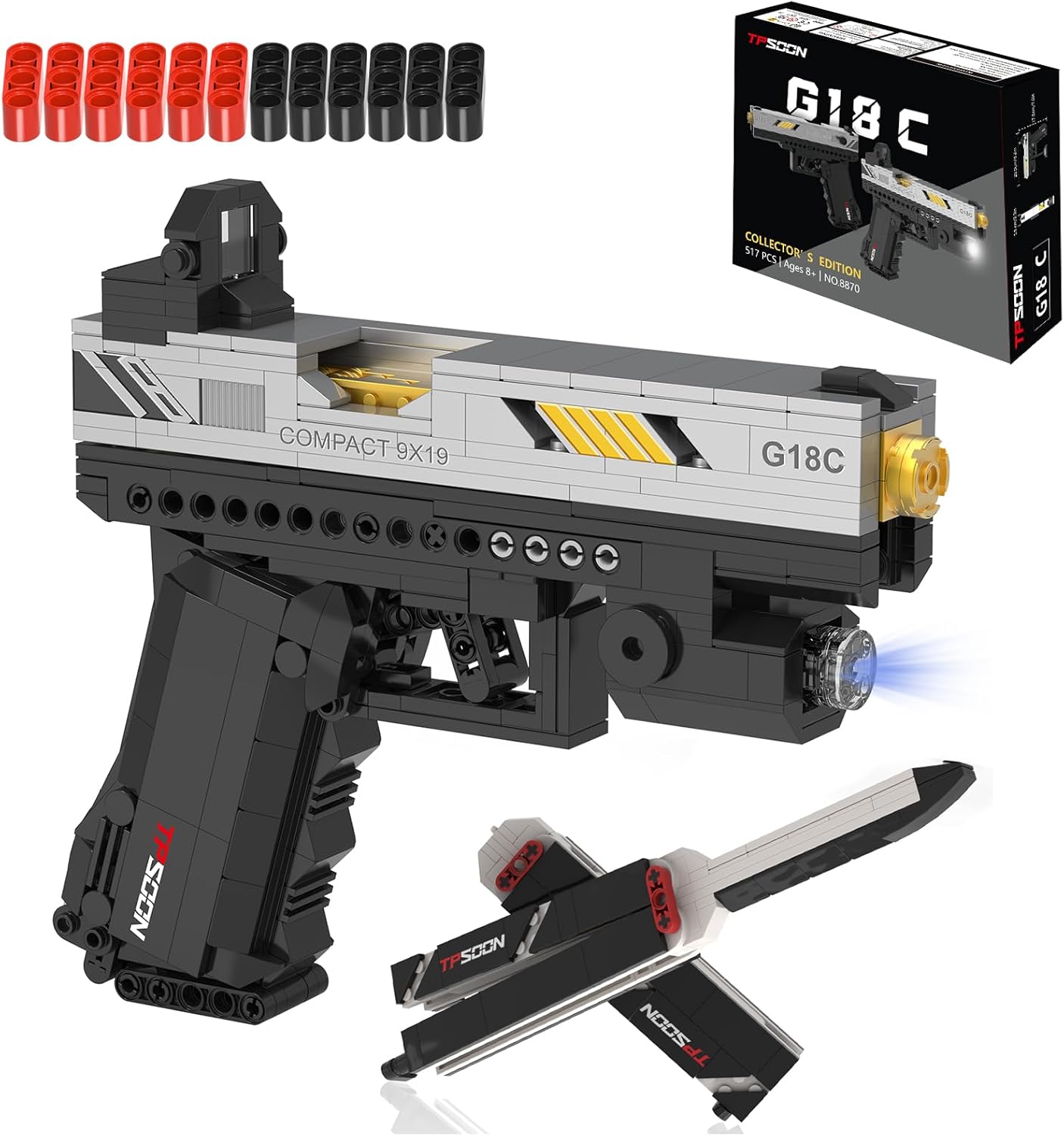 Amazon.com: Sosuy G18 Butterfly Knife Building Block Gun Sets, 1:1 ...