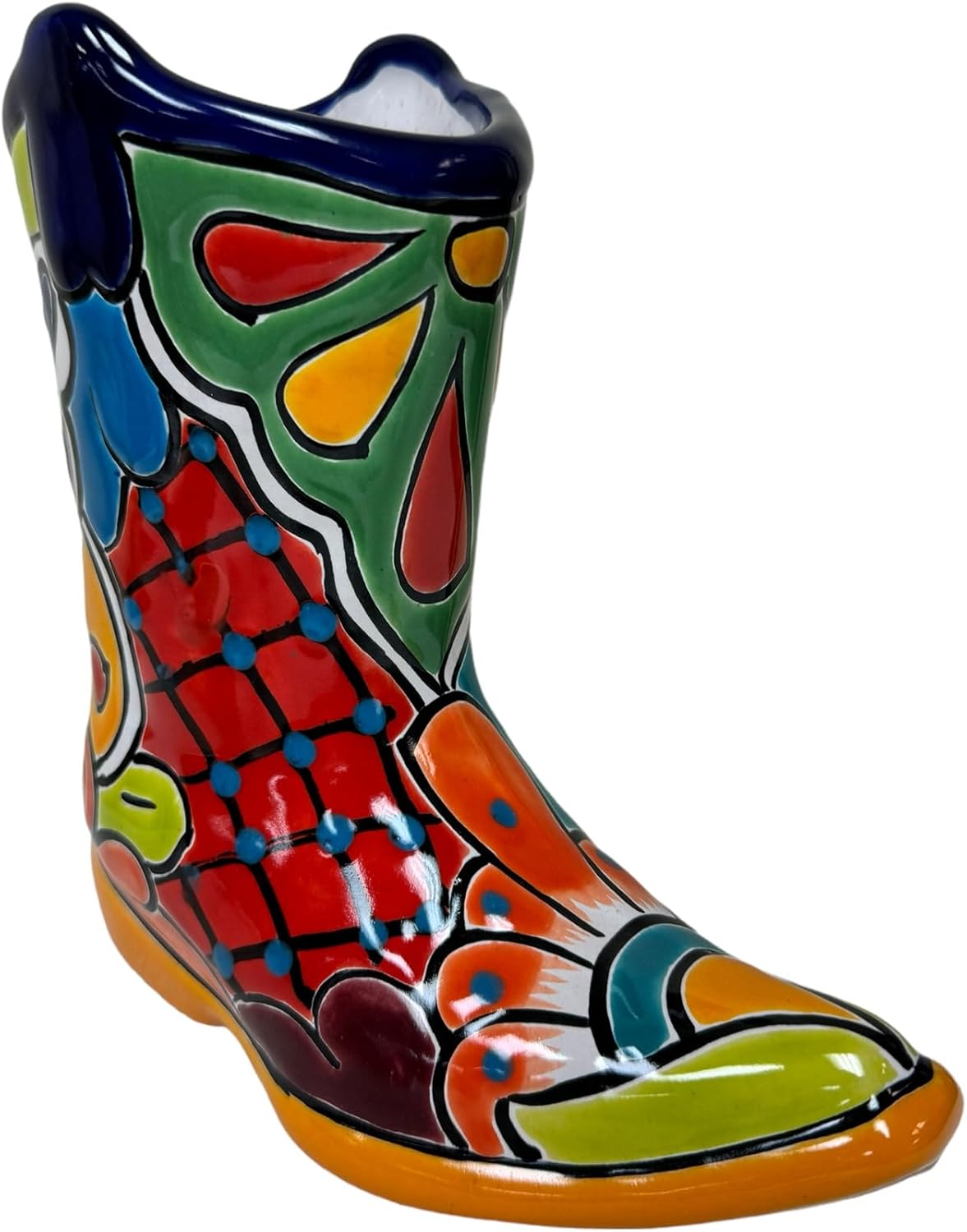 Amazon.com : Talavera Boot Planter Pot Folk Art Cute Mexican Pottery ...